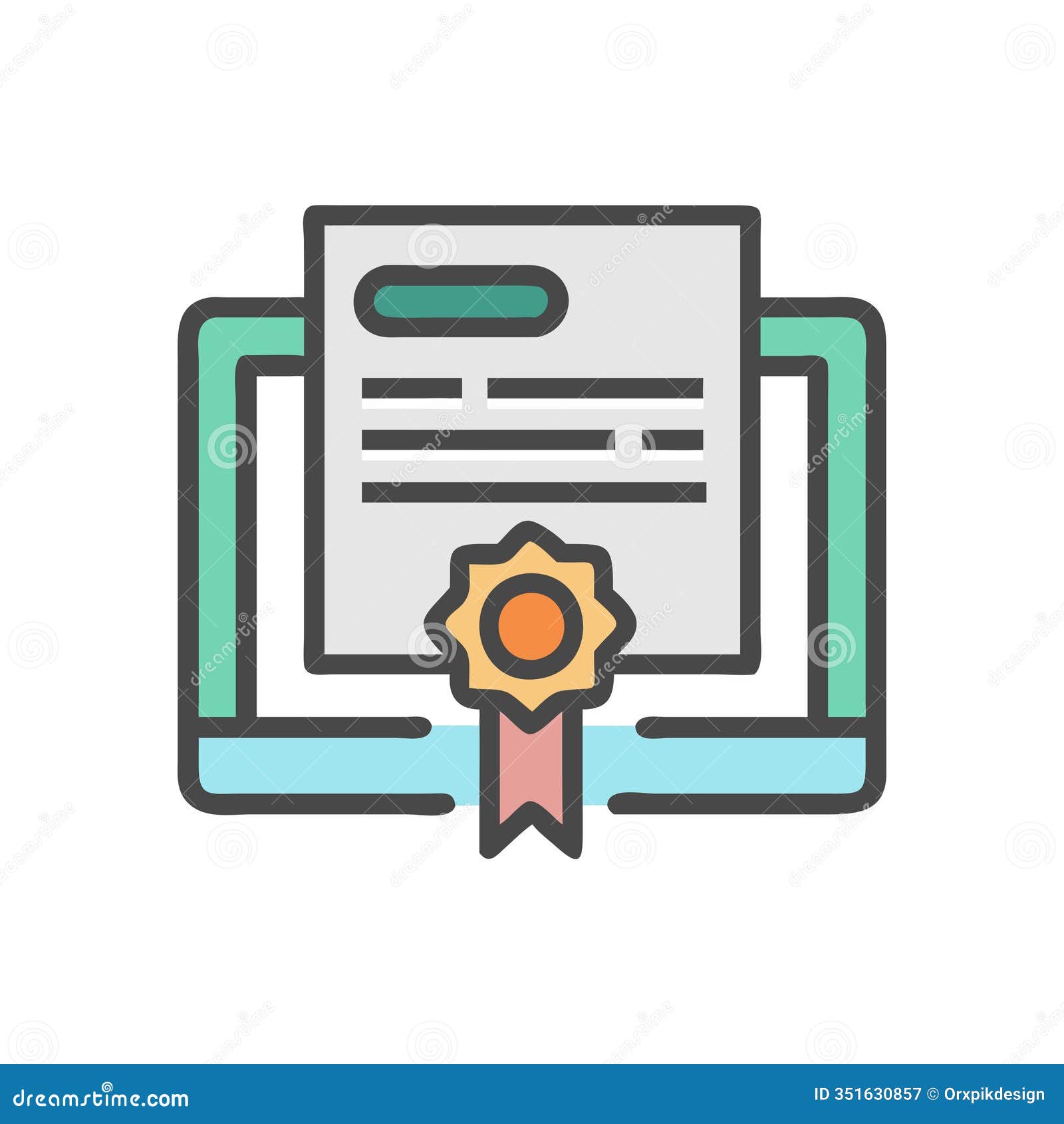 Digital Certificate Icon stock illustration. Illustration of outline ...