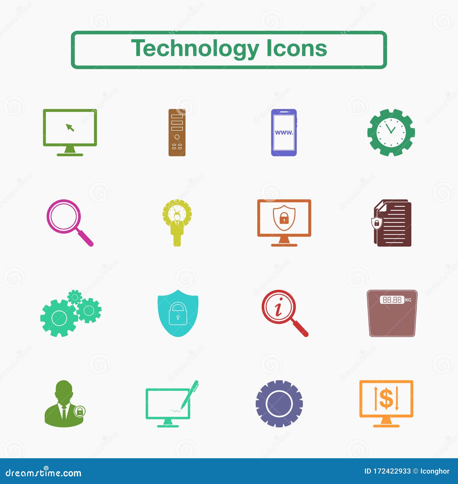 Technology icon set. stock vector. Illustration of time - 172422933