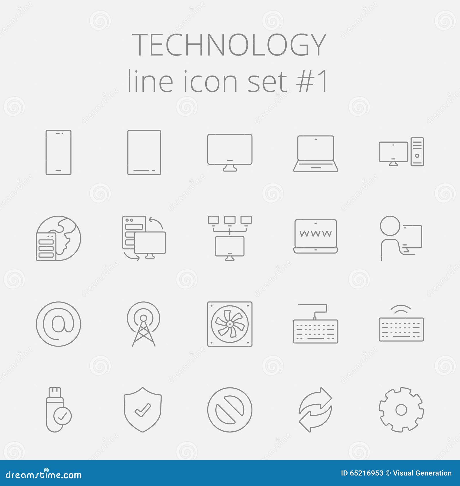 Technology icon set stock vector. Illustration of information - 65216953
