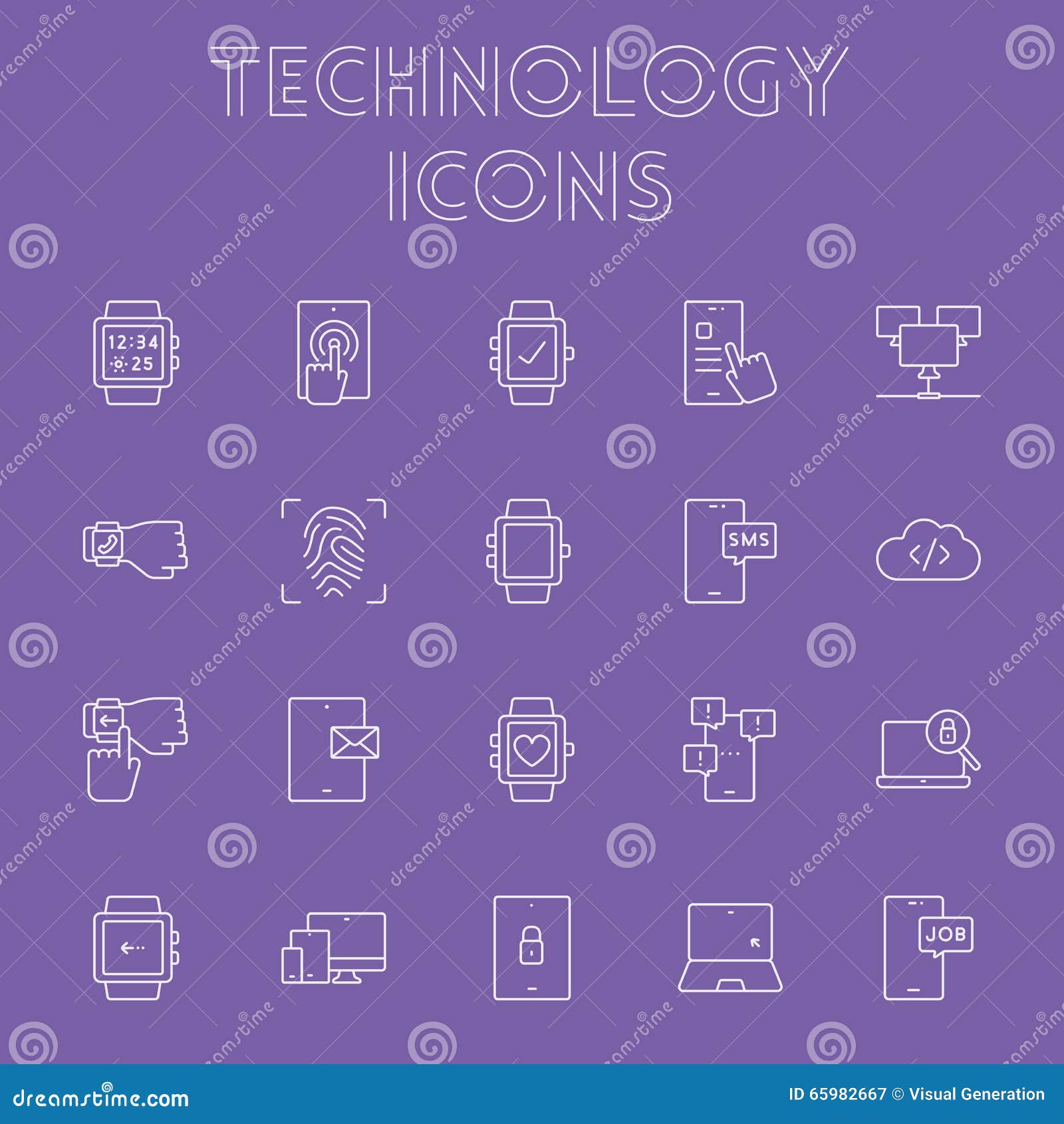 Technology icon set. stock vector. Illustration of modern - 65982667