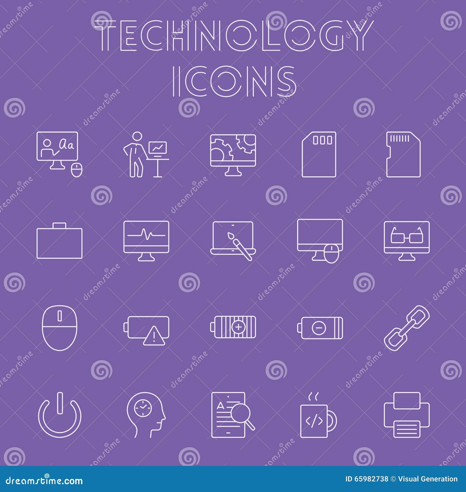 Technology icon set. stock vector. Illustration of graphic - 65982738