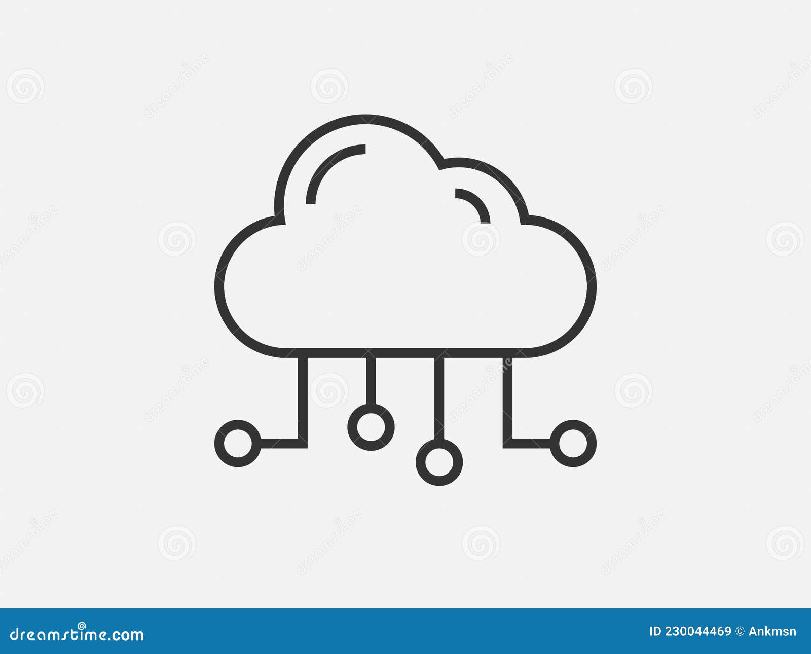 Technology Icon Vector Cloud Computing Connection Big Data Global Server Line Design Symbol