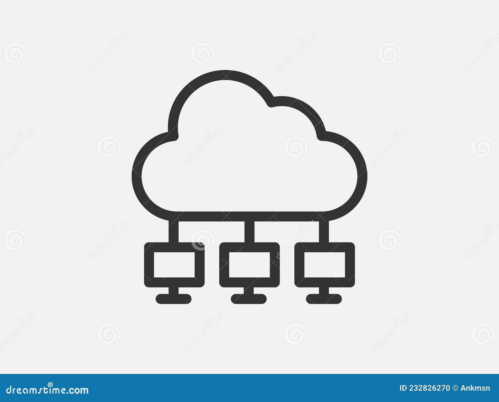 Technology Icon Vector Cloud Computing Connection Big Data Global Server Line Design Symbol
