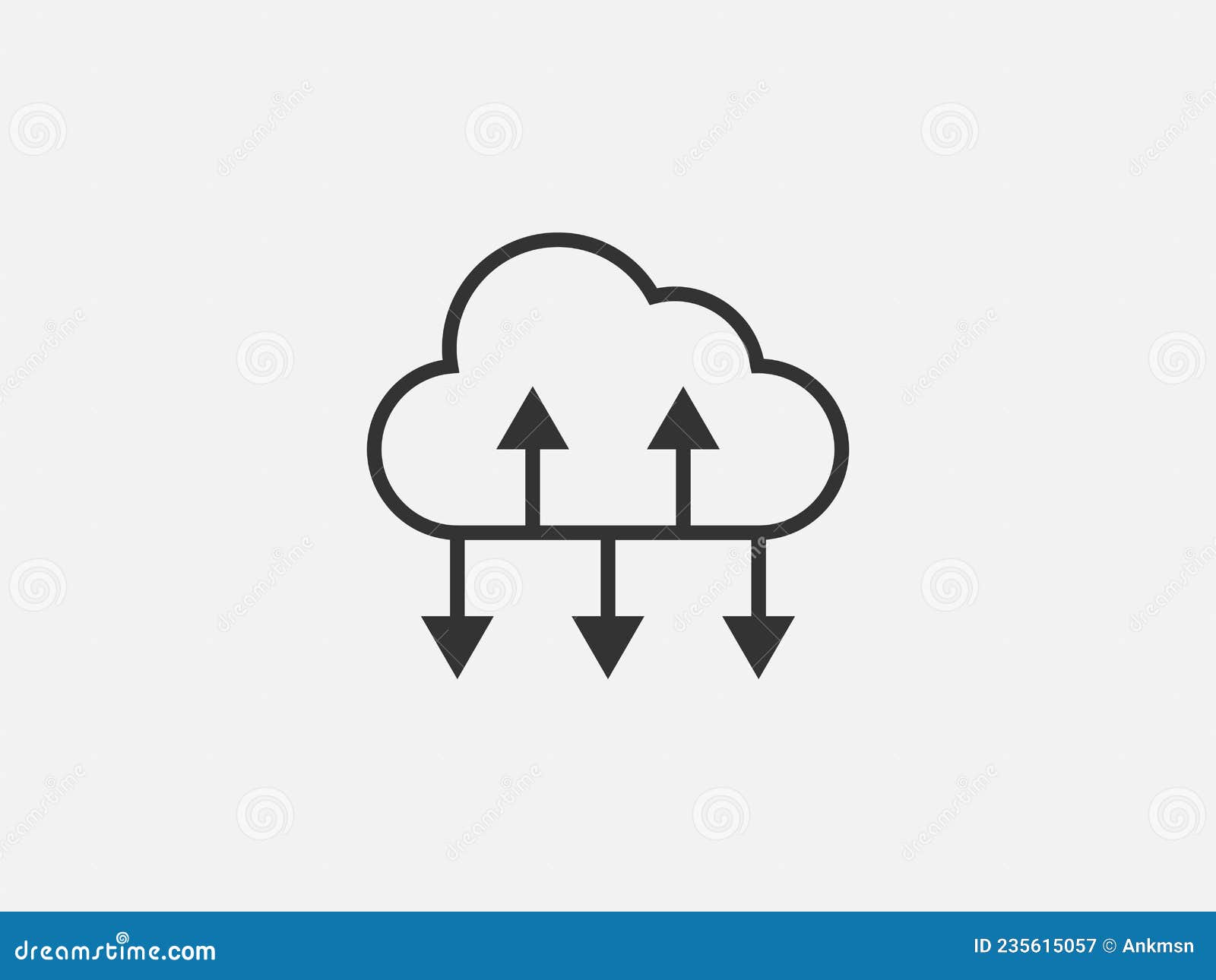 Technology Icon Vector Cloud Computing Connection. Big Data Global Server. Line Design Symbol ...