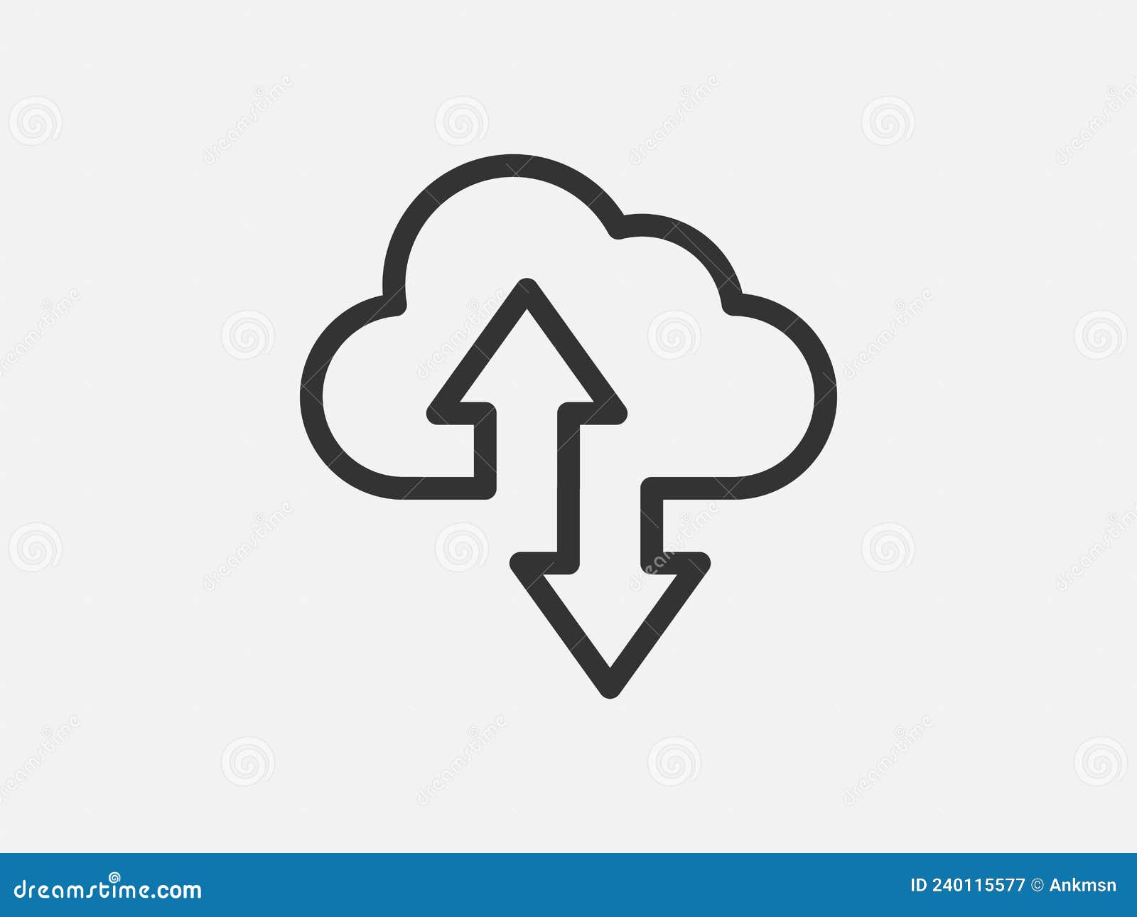 Technology Icon Vector Cloud Computing Connection. Big Data Global Server. Line Design Symbol ...