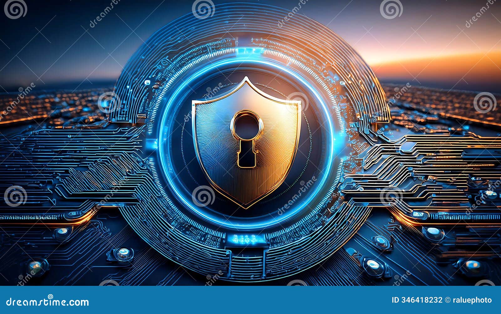Technology Icons Concept and Cyber Security and Protection Stock ...