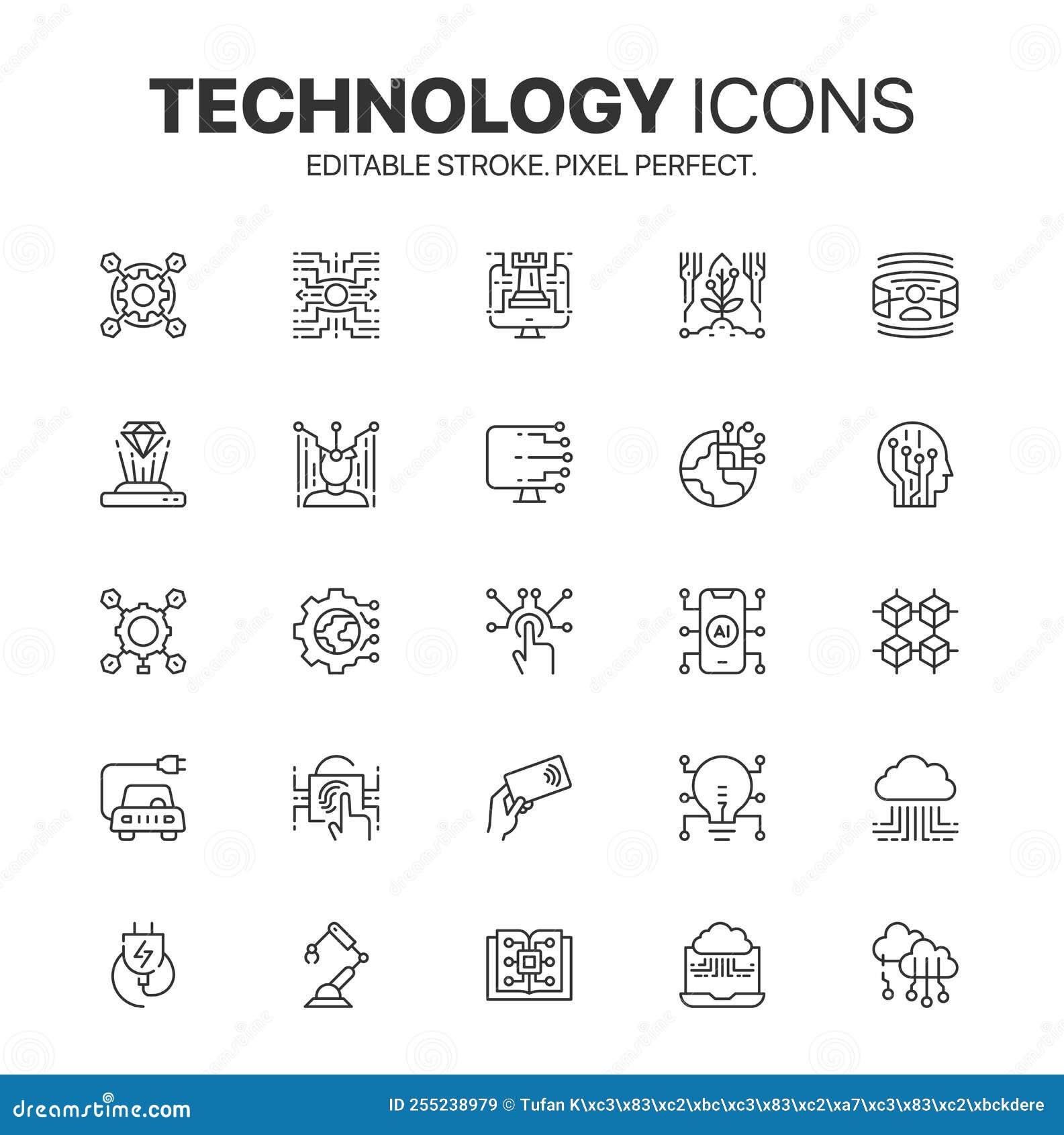 Technology Icons. Information Technology Symbols. Set of Device and ...