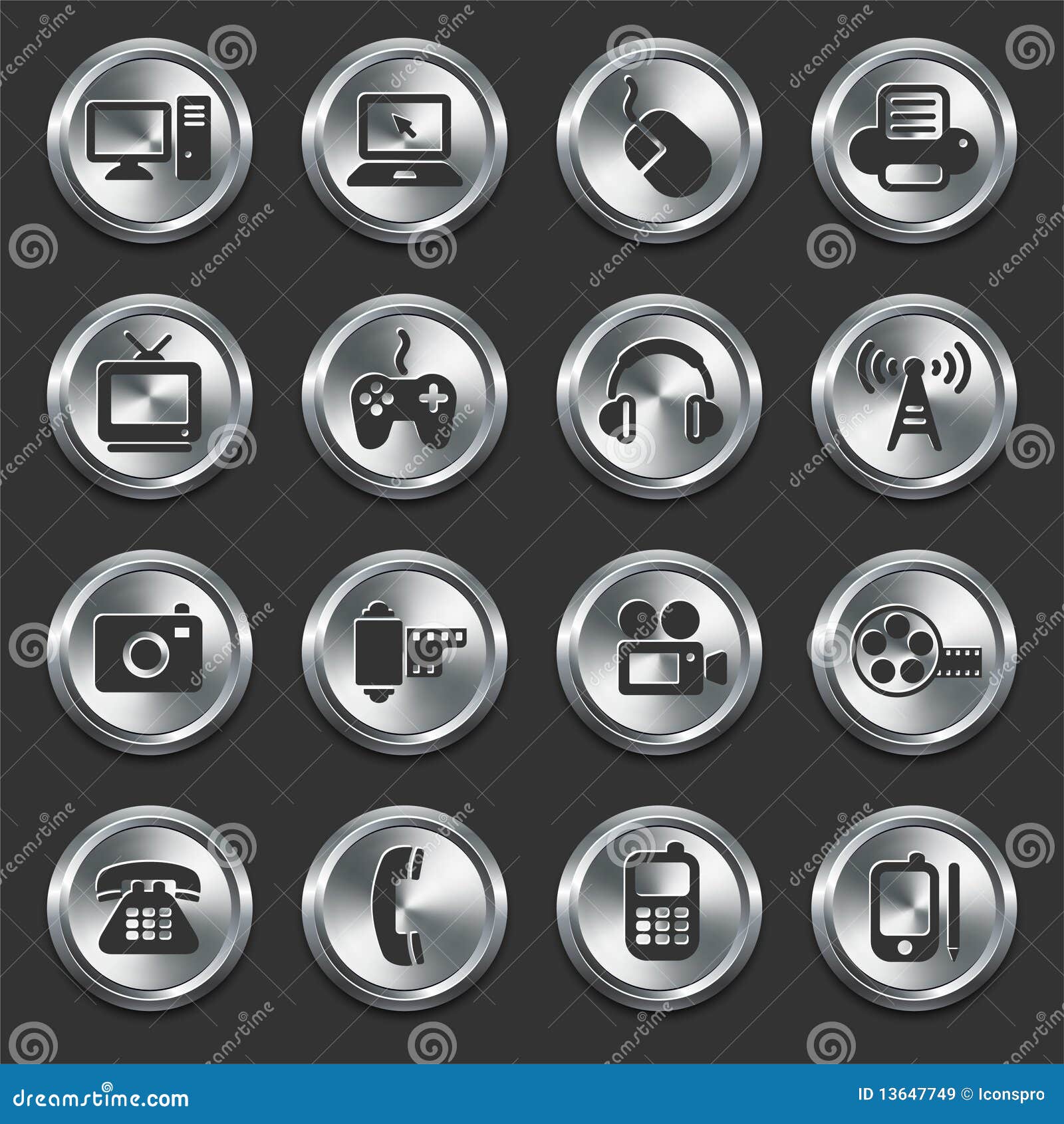 Technology Icons on Internet Buttons Stock Illustration - Illustration ...