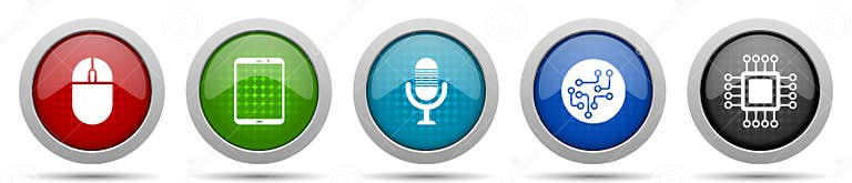 Technology Icons, Miscellaneous Buttons Such As Computer Mouse, Tablet ...