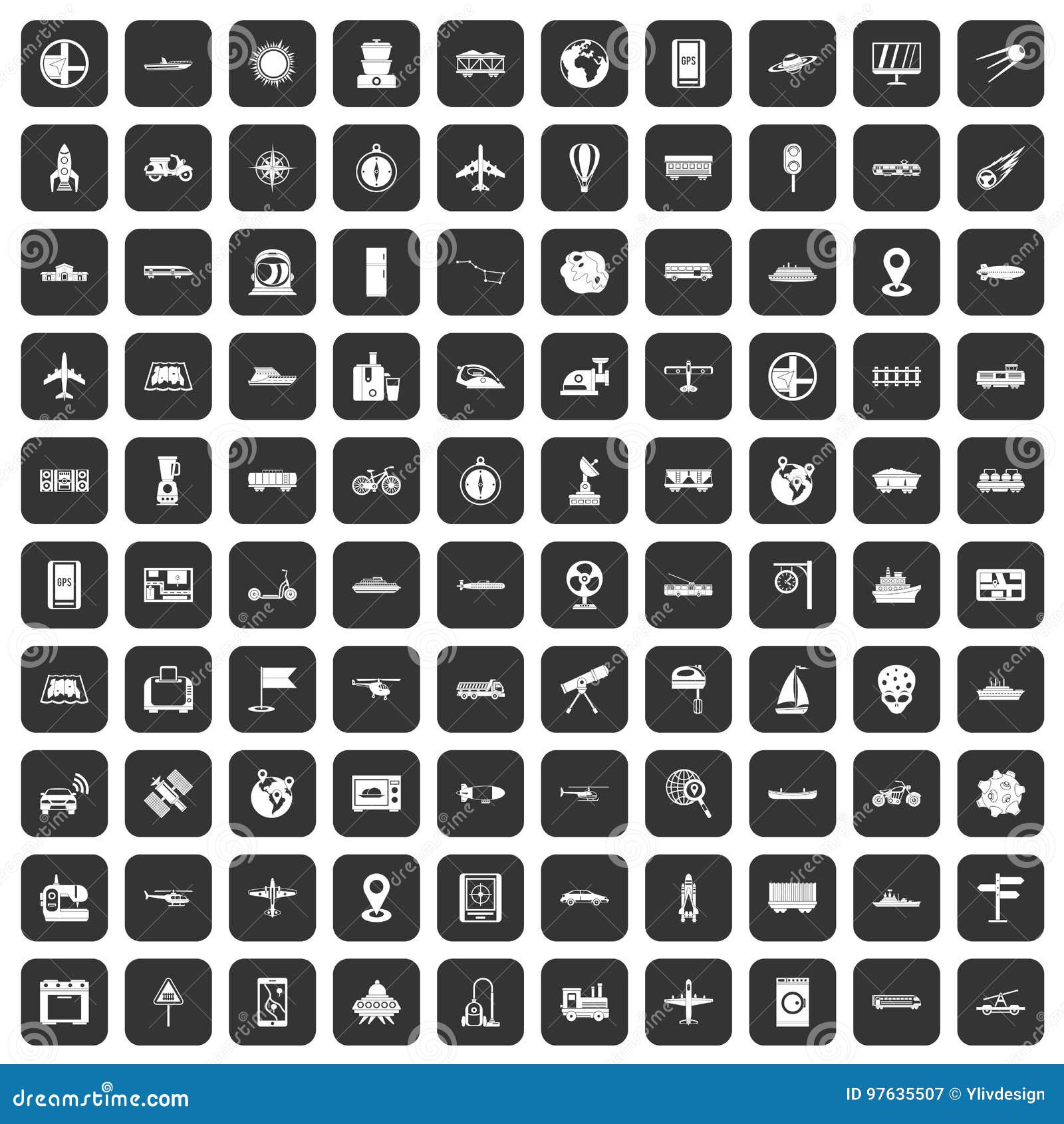 100 Technology Icons Set Black Stock Vector - Illustration of signs ...