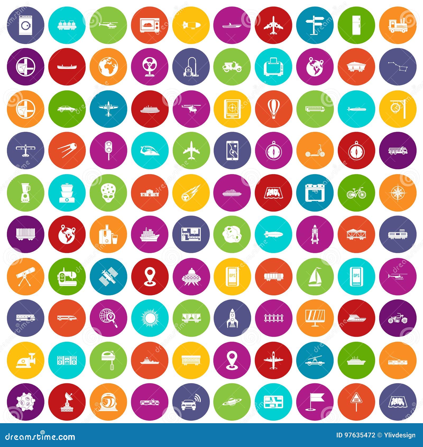 100 Technology Icons Set Color Stock Vector - Illustration of blender ...