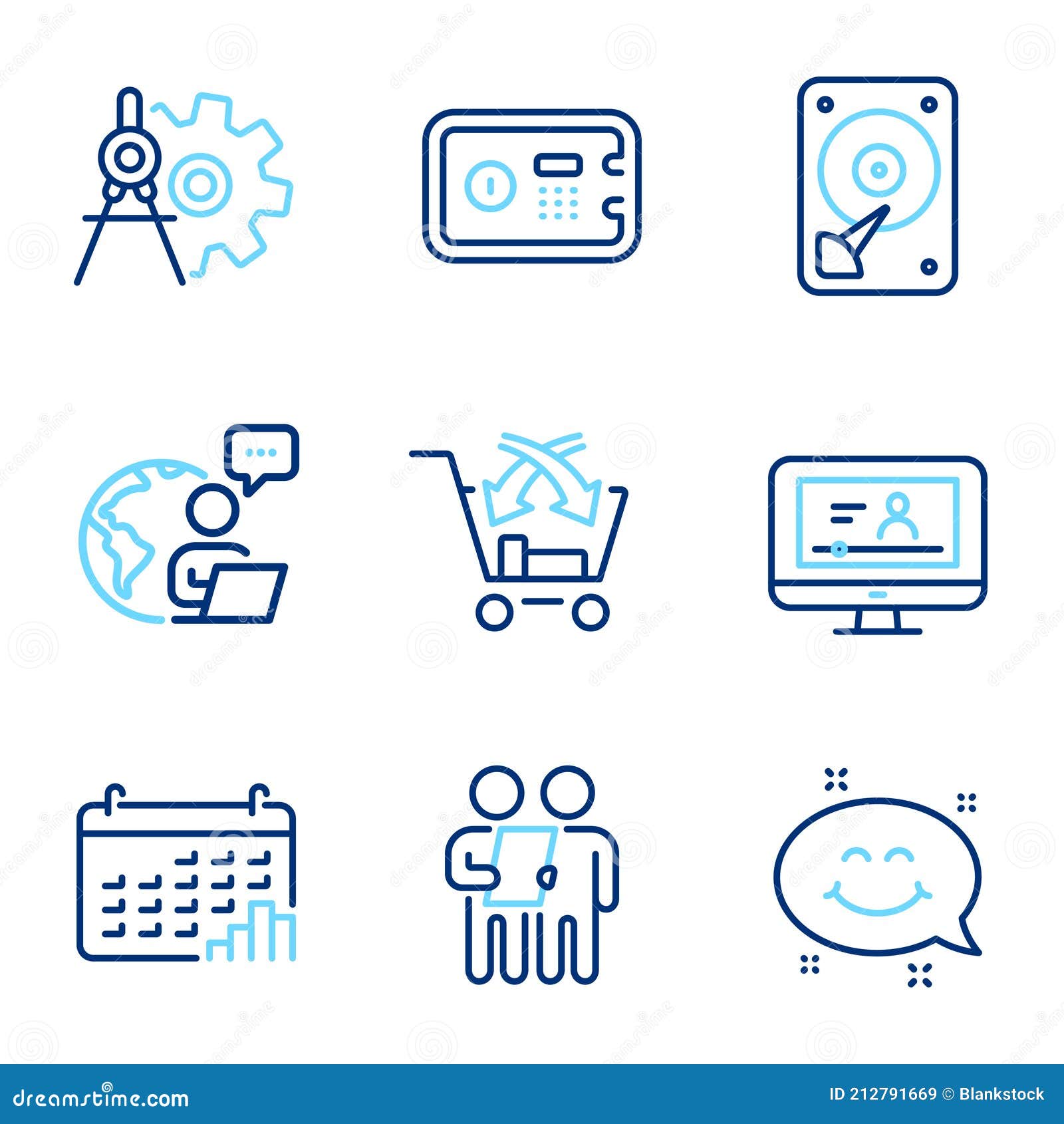 Technology Icons Set. Included Icon As Calendar Graph, Online Video ... Technology Icons Set. Included Icon As Calendar Graph, Online Video ...