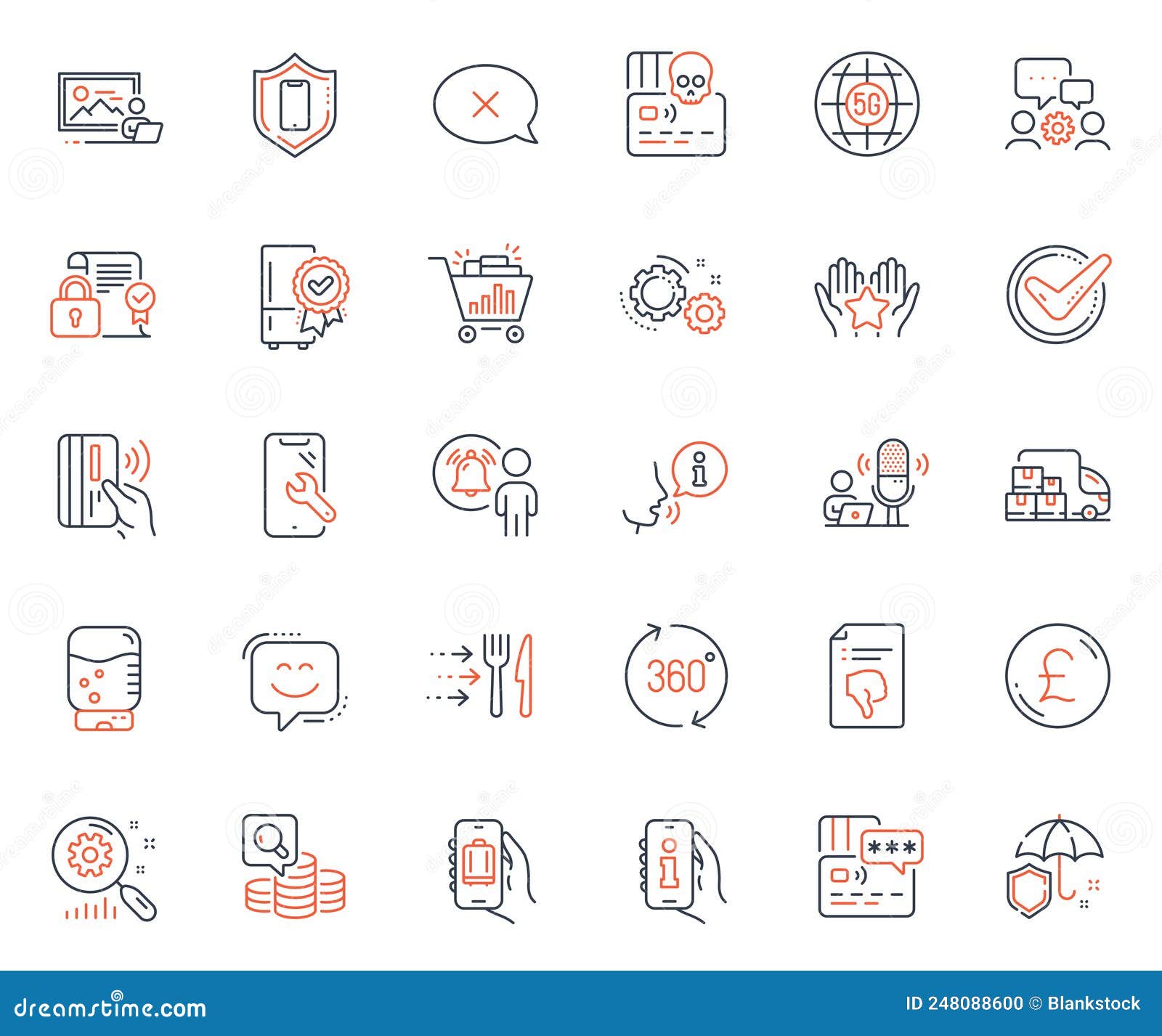 Technology Icons Set. Included Icon As Confirmed, 360 Degrees and ...