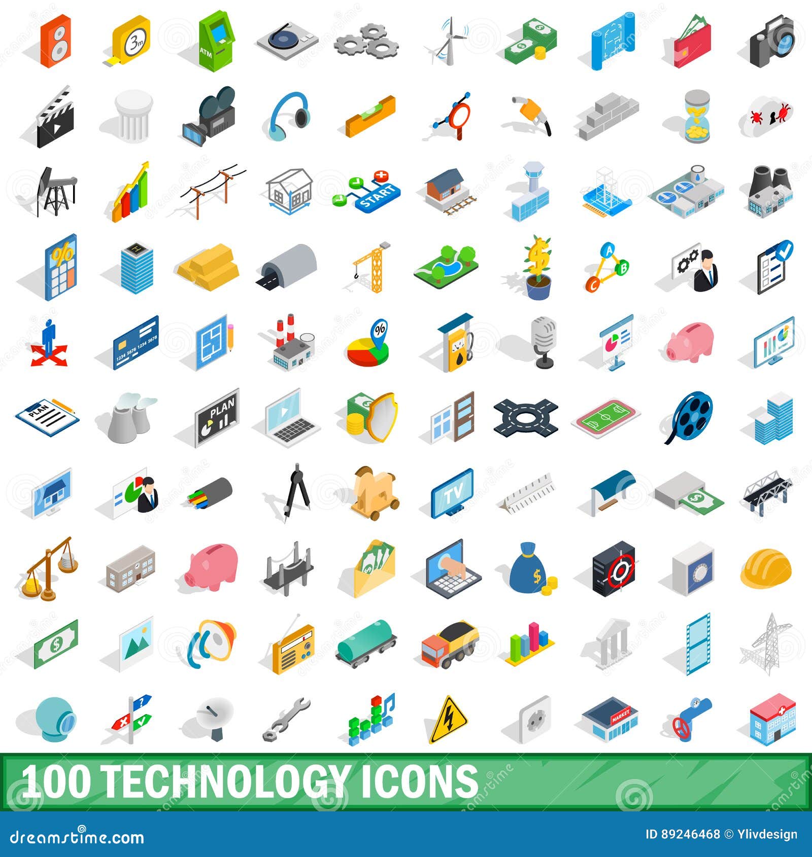 100 Technology Icons Set, Isometric 3d Style Stock Vector ...
