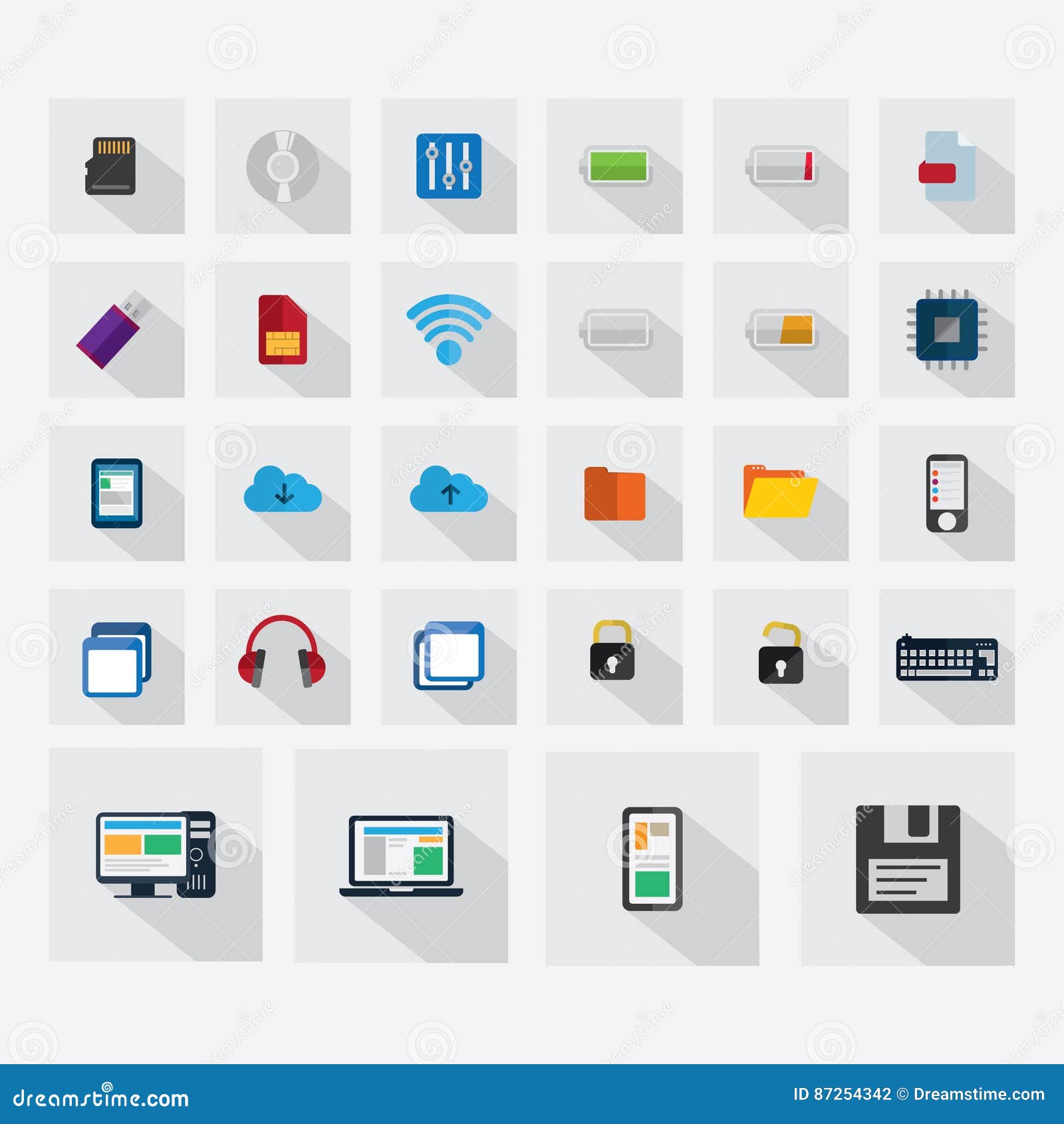 Technology Icons Set for Web App Stock Vector - Illustration of ...