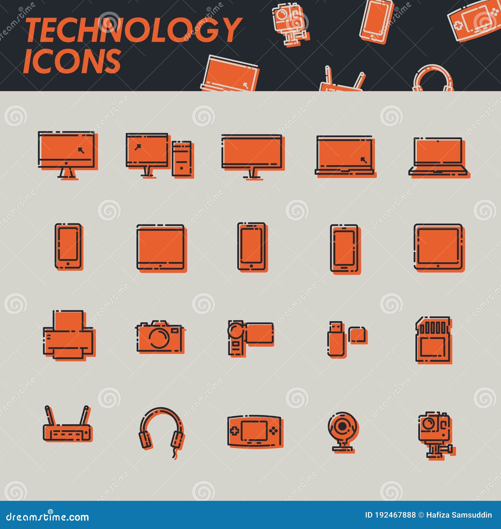 Technology Icons. Vector Illustration Decorative Design Stock Vector ...