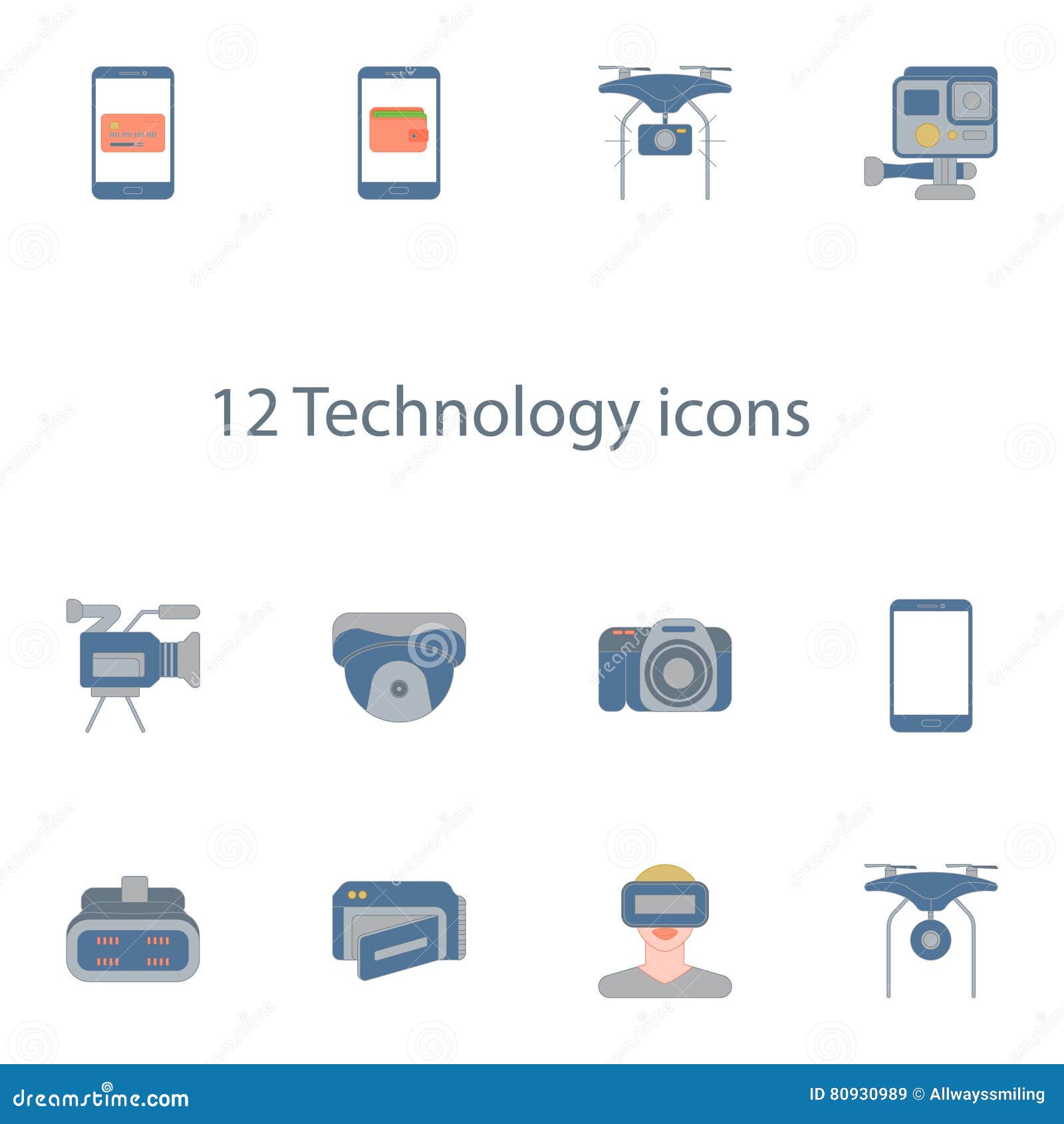 Technology Icons Vector Set in Outline Style Stock Vector ...
