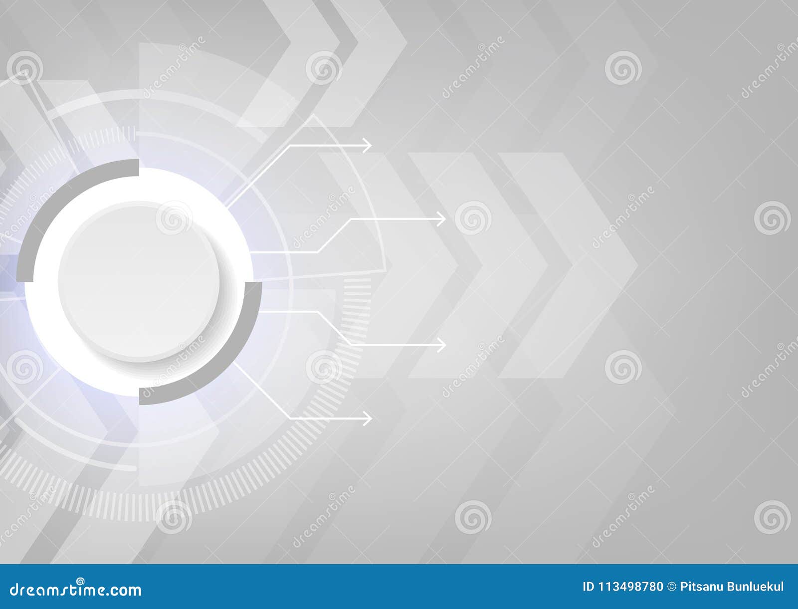 Technology Illustration, Arrows with Abstract Circle Button on W Stock ...