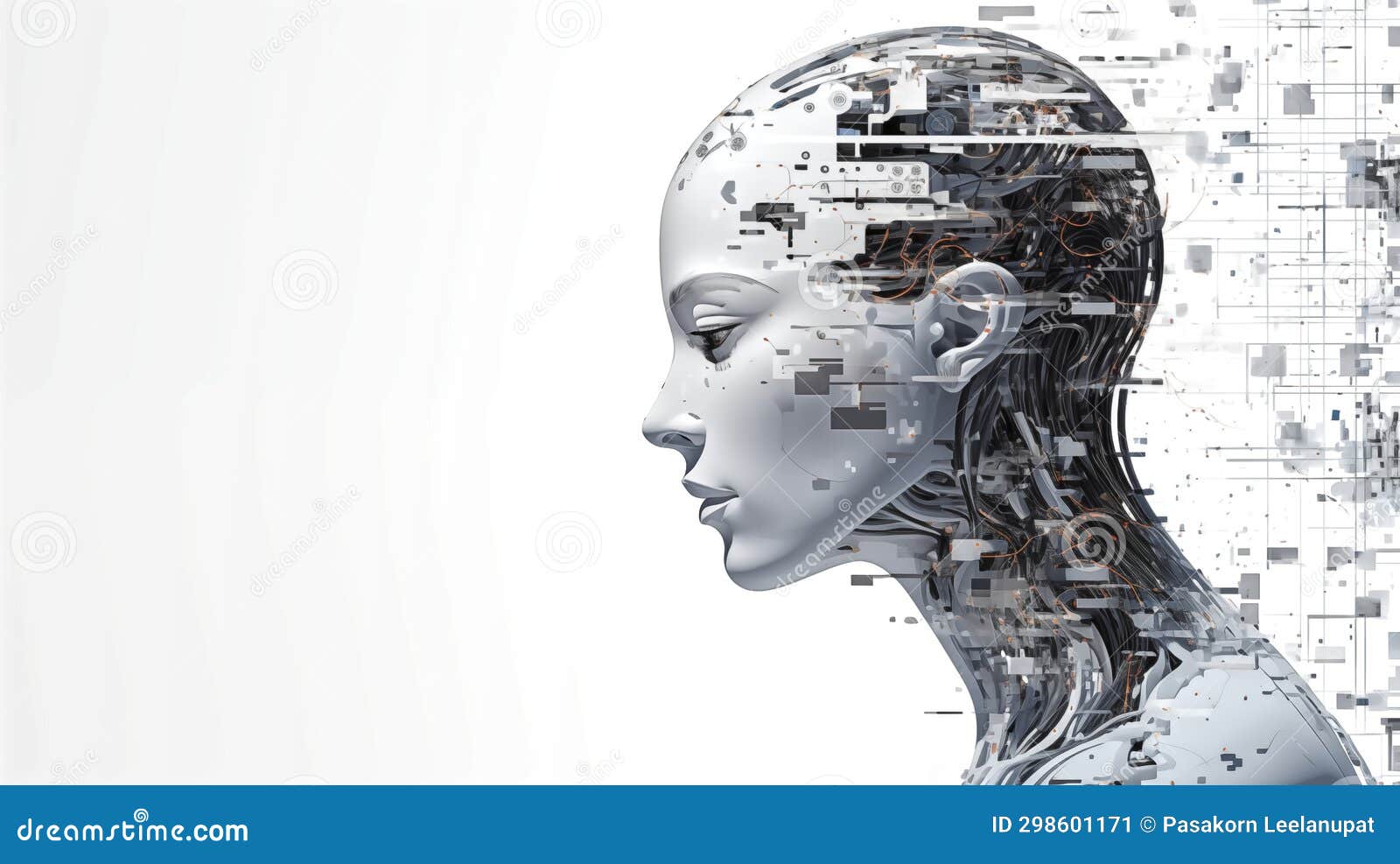 Technology Illustration of Artificial Intelligence, White Backg Stock ...