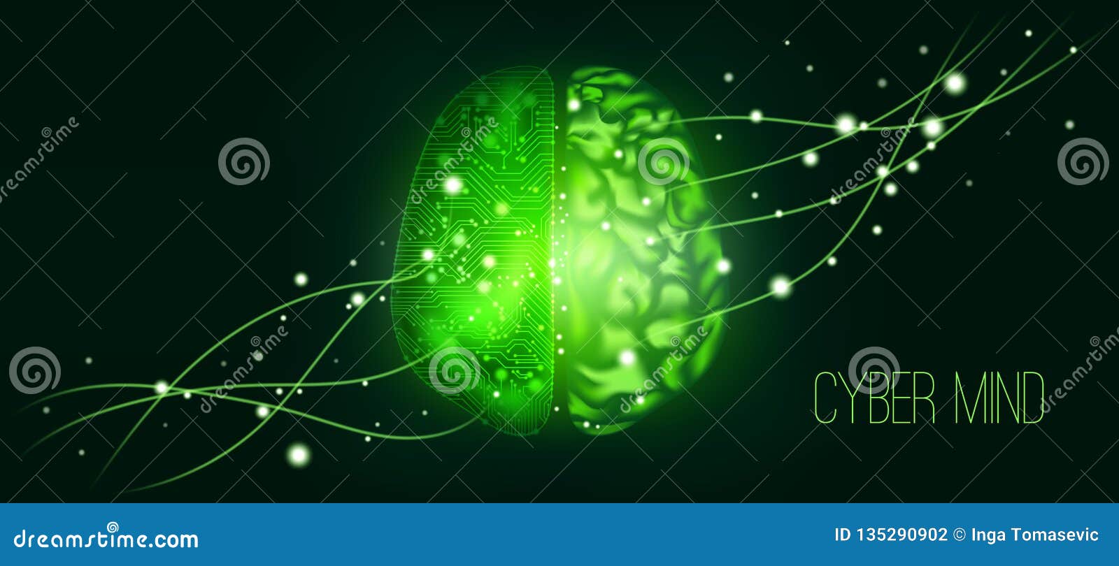 Technology Illustration with Cyber Mind Concept. Stock Vector ...