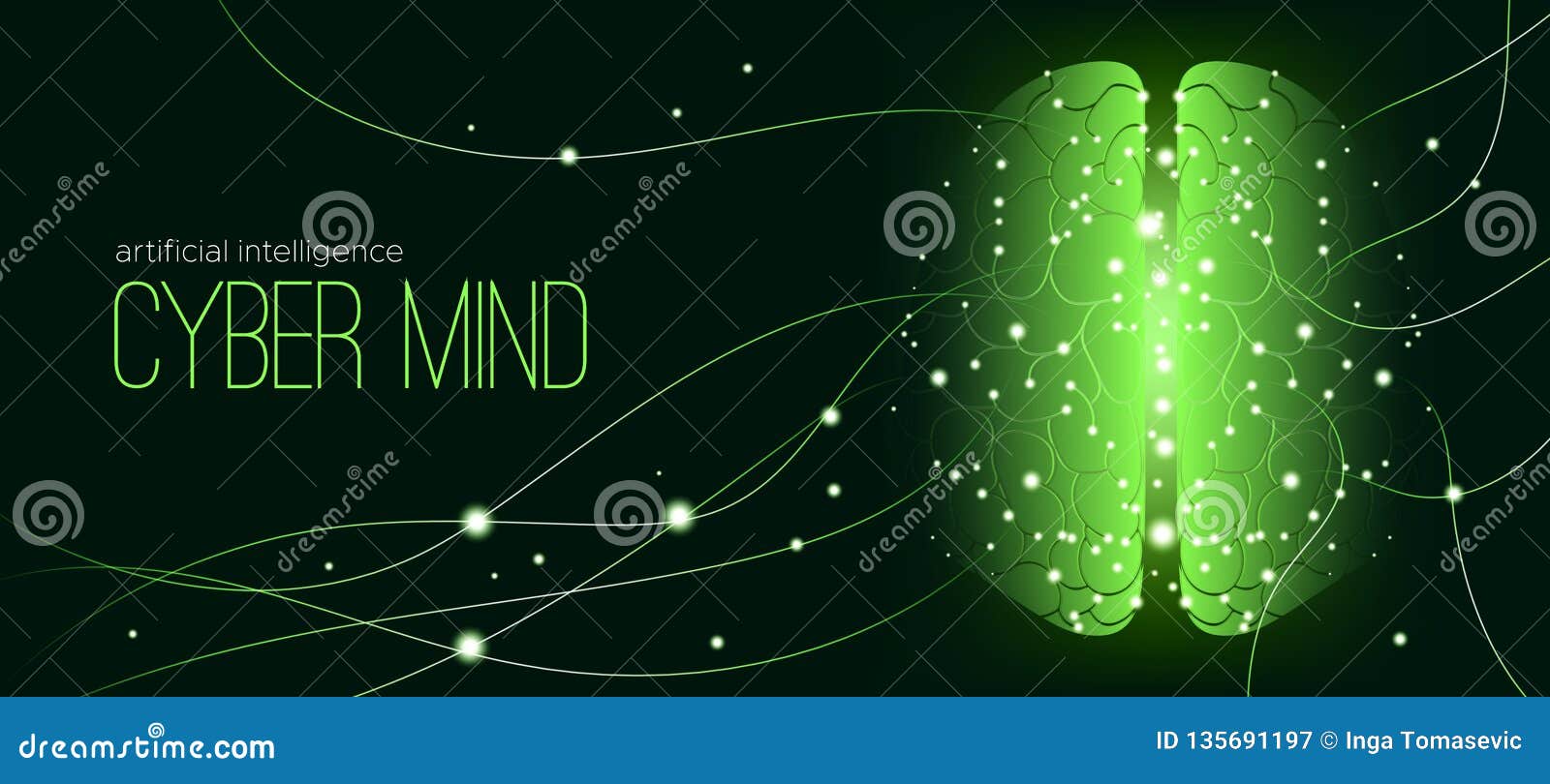 Technology Illustration with Cyber Mind Concept. Stock Vector ...