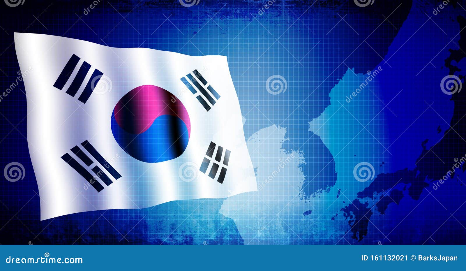 Soth Korea National Flag and East Asia Map Stock Illustration ...