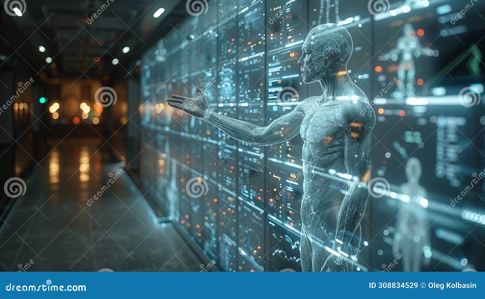 Technology Improvement Concept with 3d Rendering Robot Move Forward ...