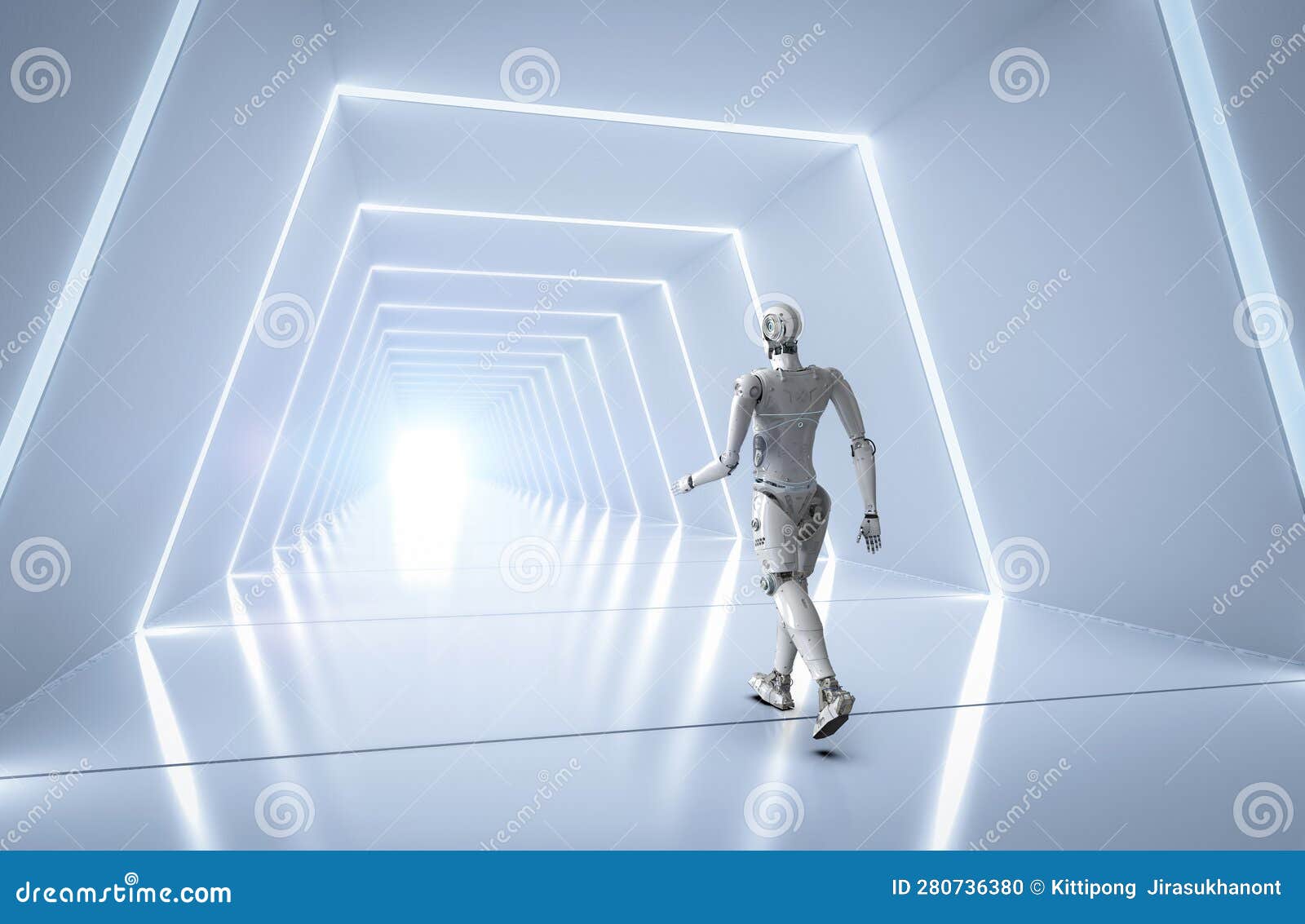 Robot Move Forward through Future Stock Illustration - Illustration of ...