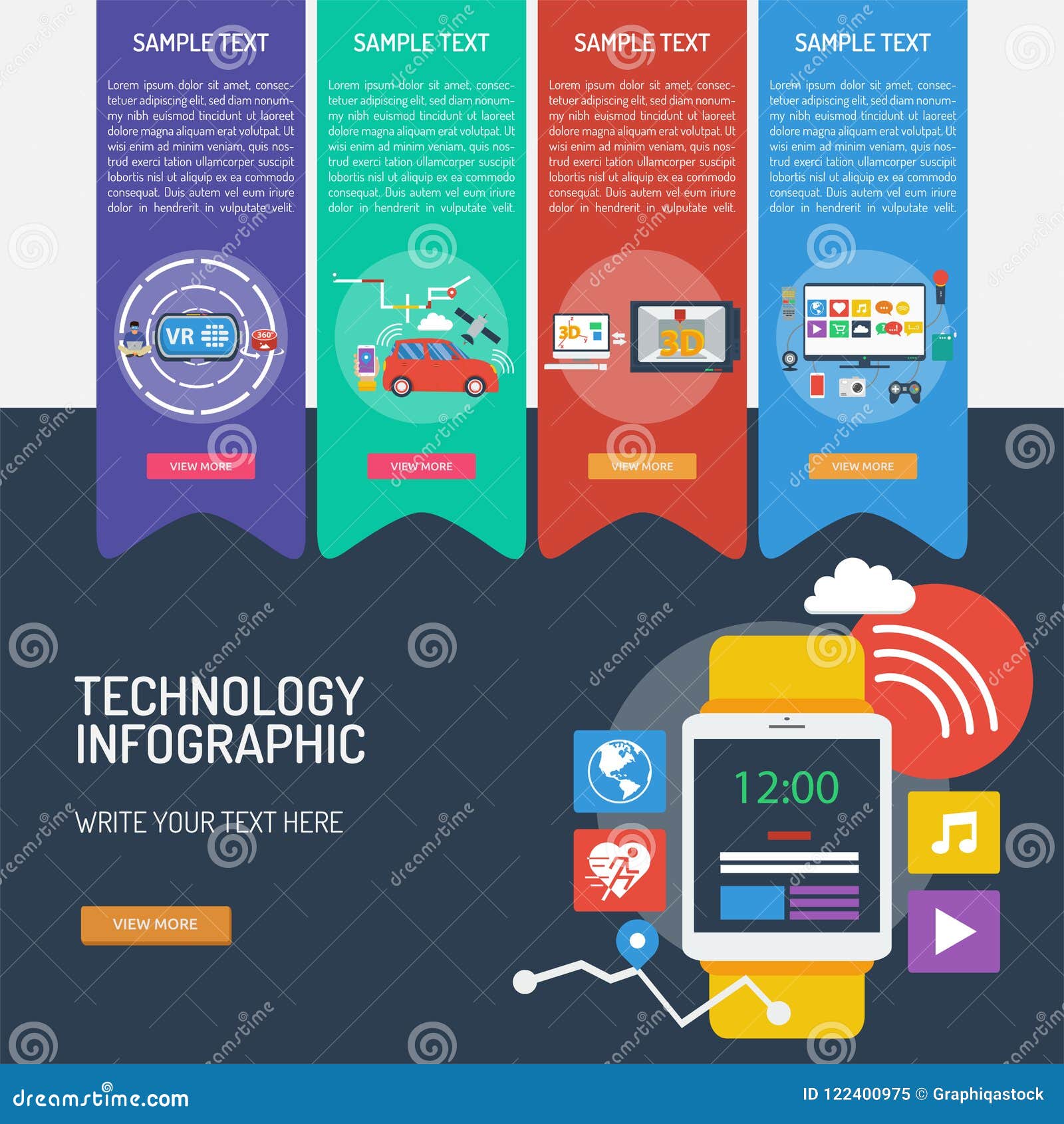 Technology Infographic Design Stock Vector - Illustration of banner ...