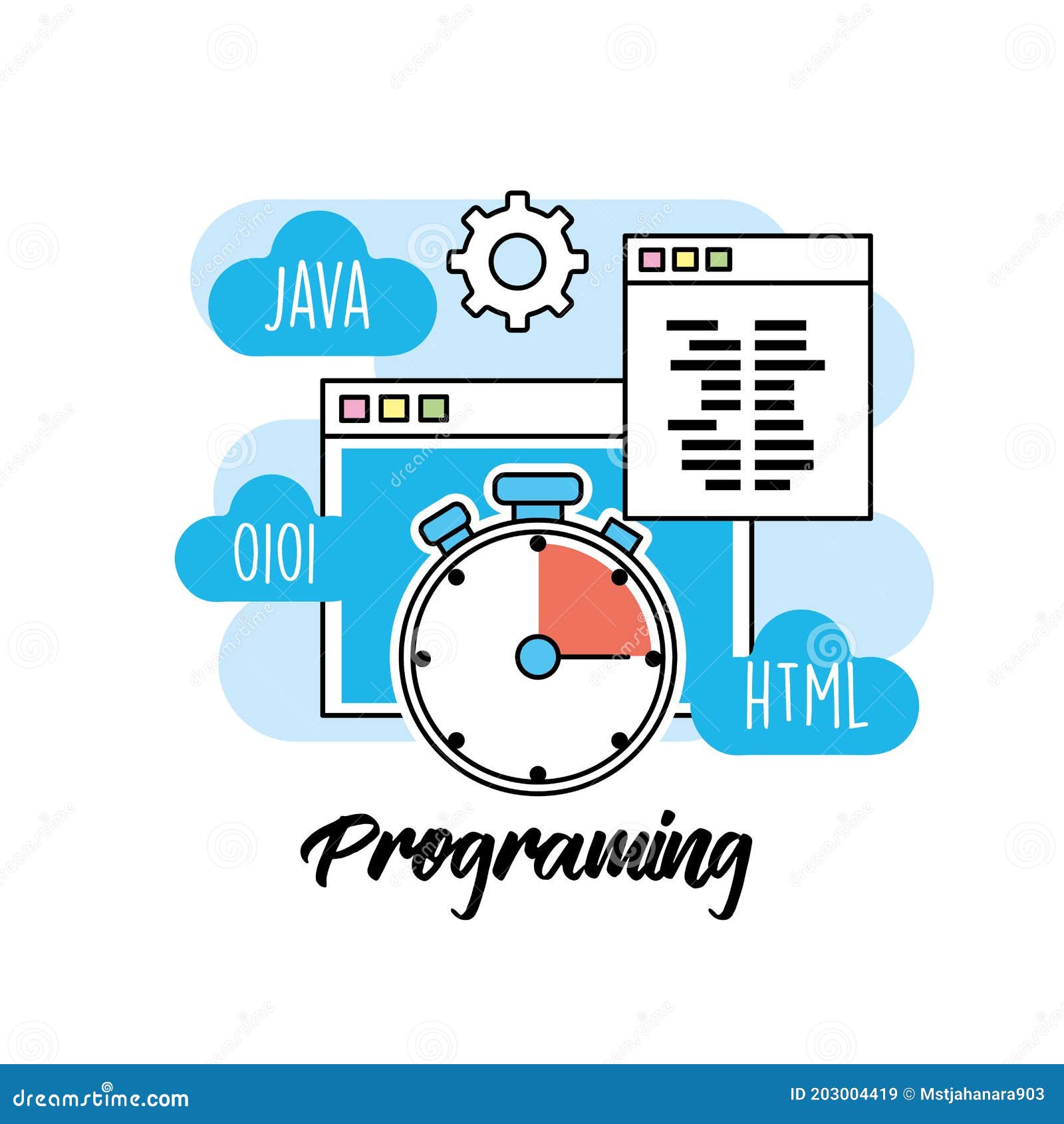 Technology Information Programming System Code Stock Vector ...