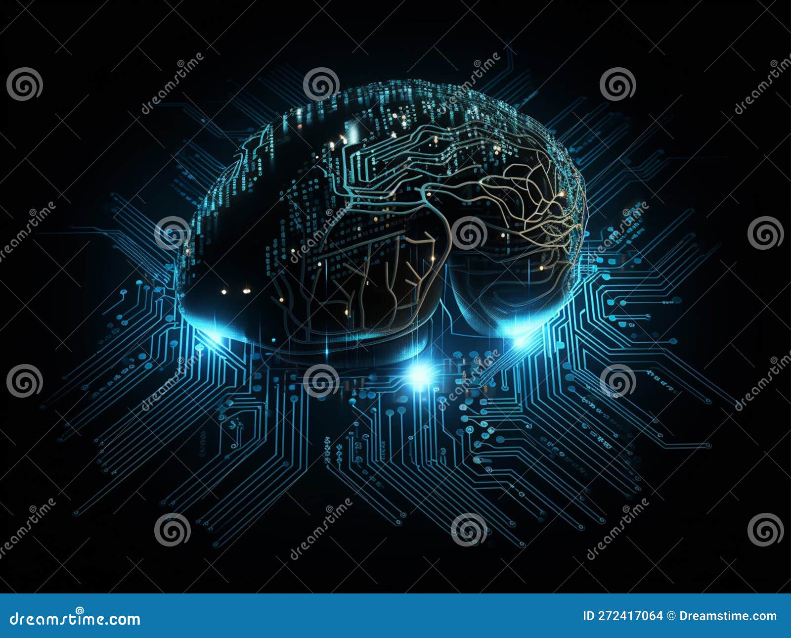Human Brain Circuit Board, Technology Background, Artificial ...