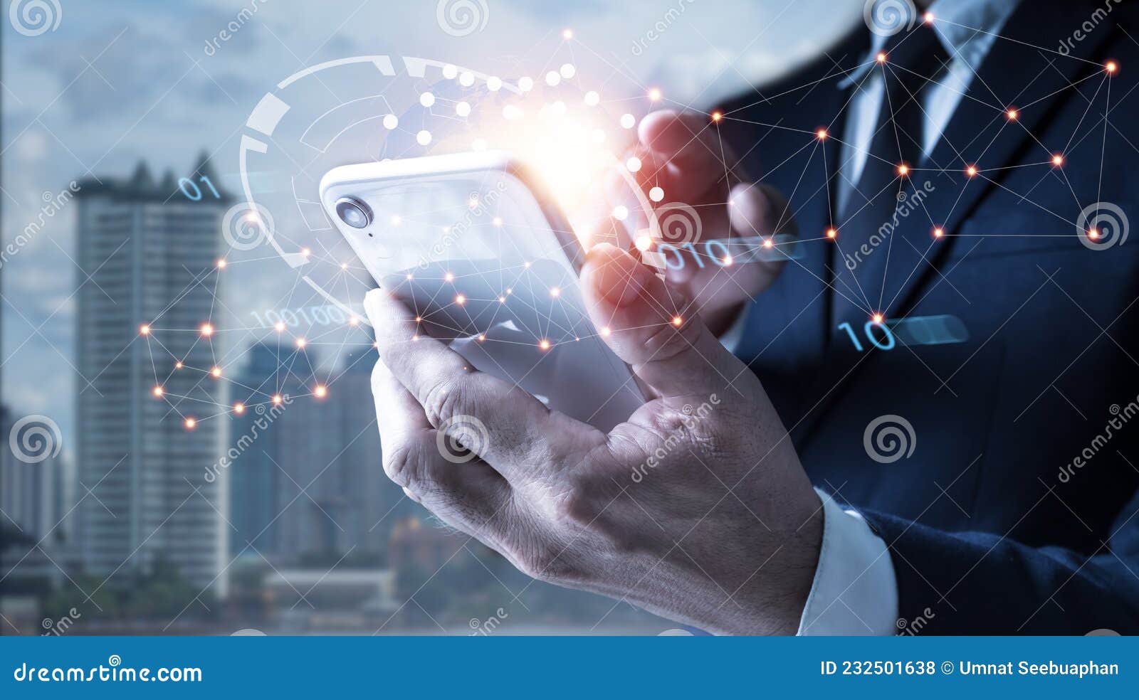 Technology, Innovation, and Communication Concept of a Man Utilizing a ...