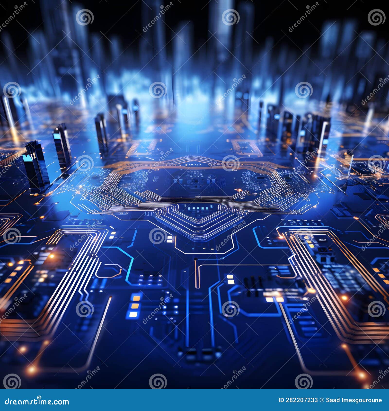 Technology Innovation Concept with Abstract Circuit Board Patterns and ...