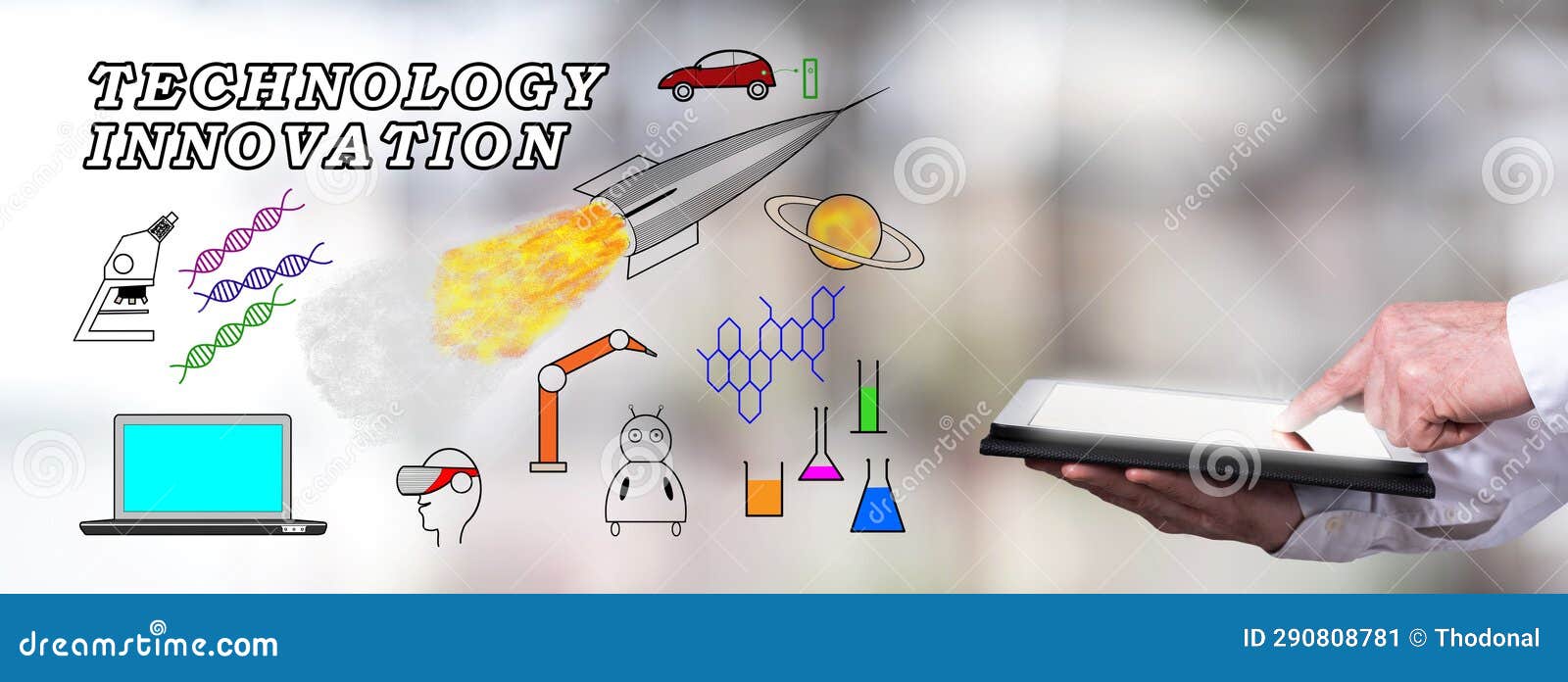Technology Innovation Concept with Man Using a Tablet Stock Image ...