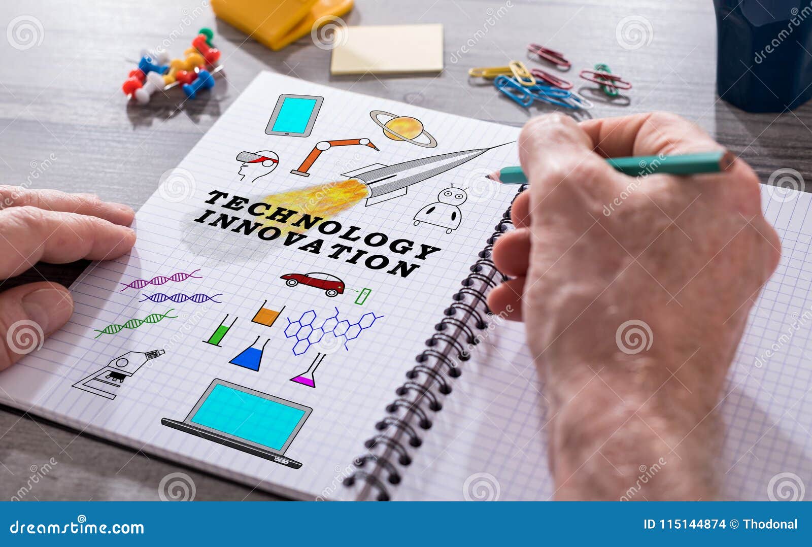Technology Innovation Concept on a Notepad Stock Photo - Image of ...