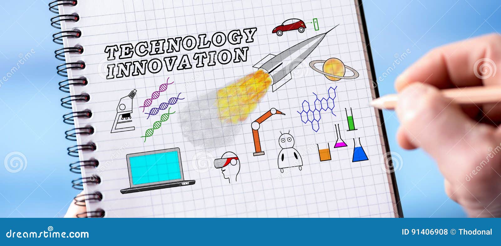 Technology Innovation Concept on a Notepad Stock Photo - Image of ...