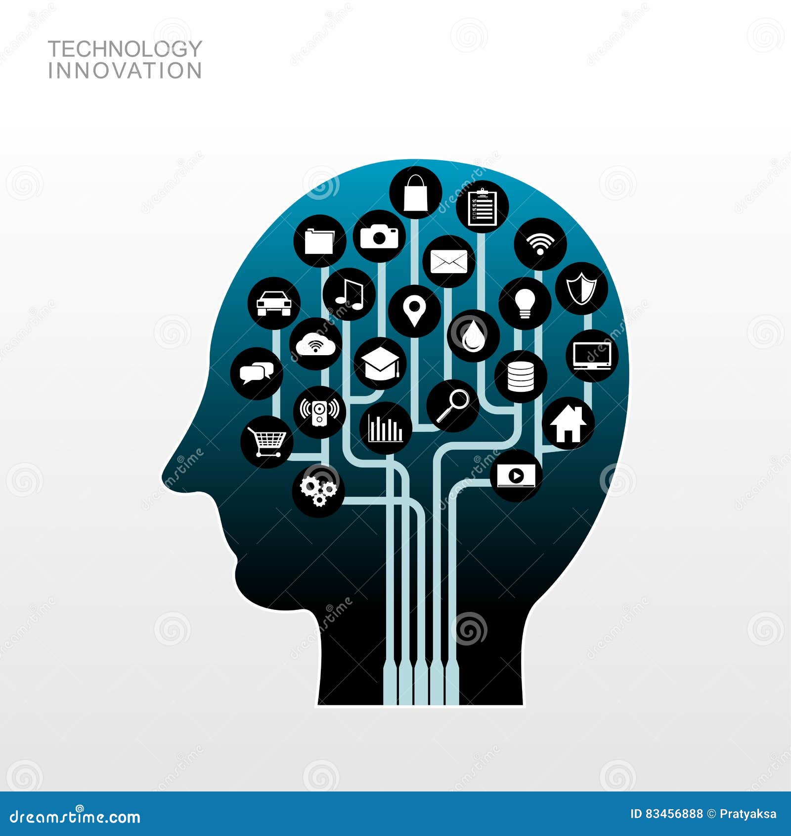 Technology Innovation Concept. Tree Technology in Human Head Stock ...