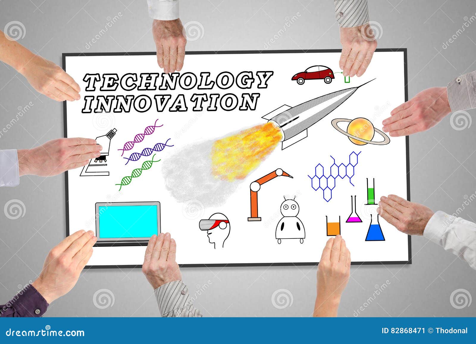 Technology Innovation Concept on a Whiteboard Stock Image - Image of ...