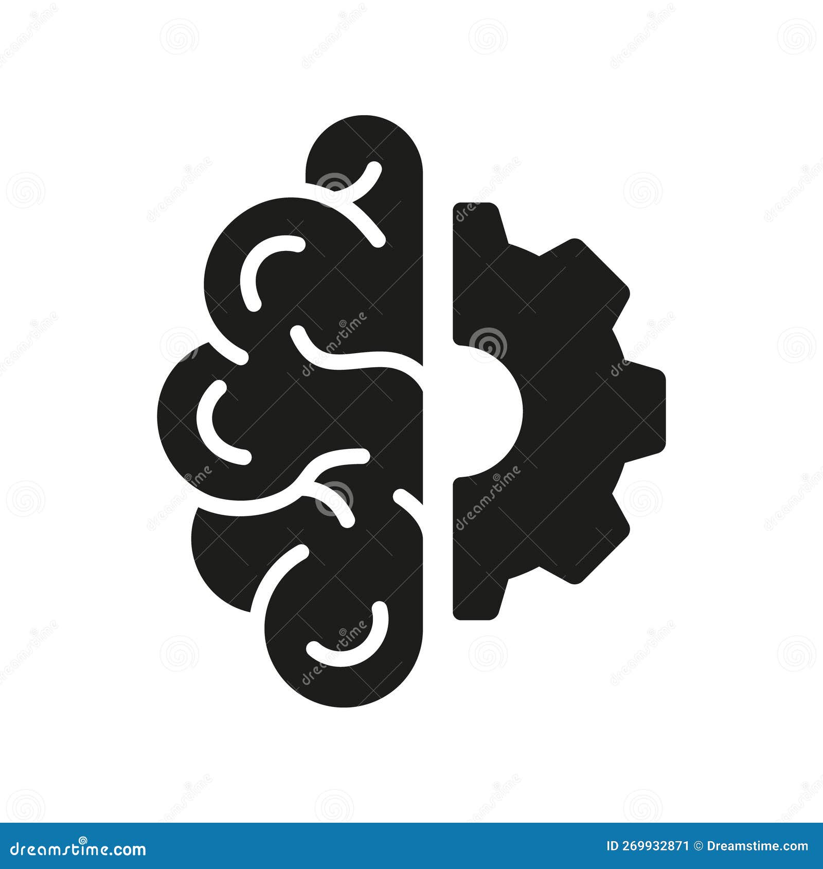 Technology Innovation, Half of Human Brain and Half of Gear Concept ...