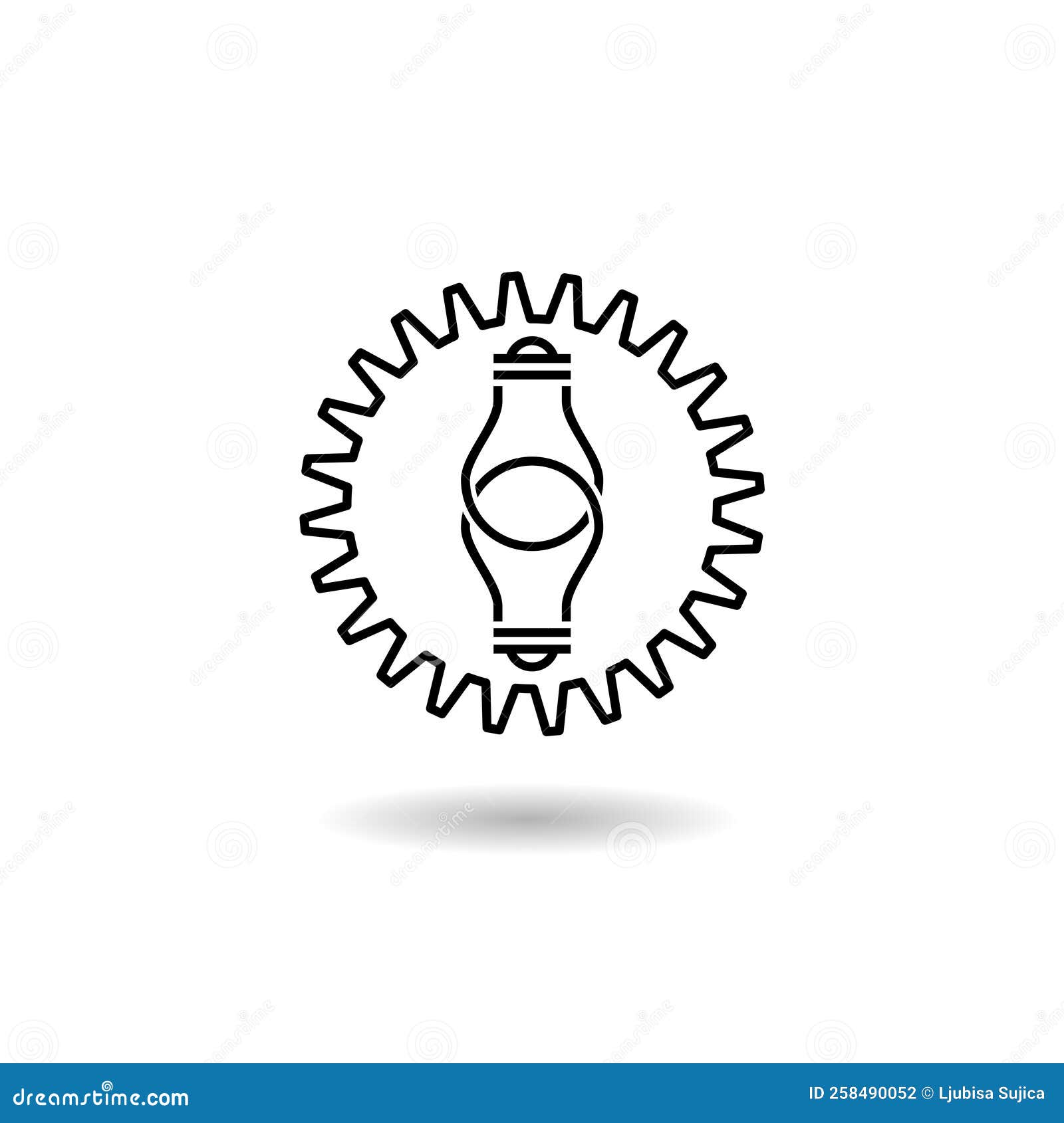 Technology Innovation Line Icon Logo with Shadow Stock Illustration ...