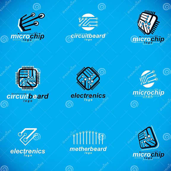 Technology Innovation Logos. Set of Vector Abstract Computer Cir Stock ...