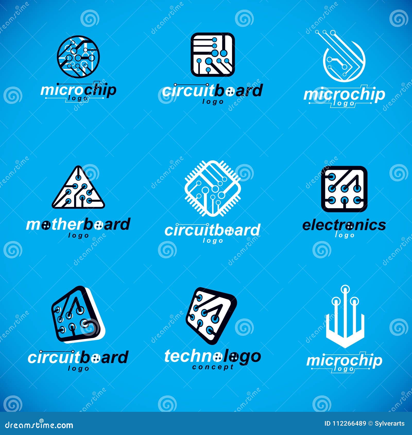 Technology Innovation Logos. Set of Vector Abstract Computer Cir Stock ...