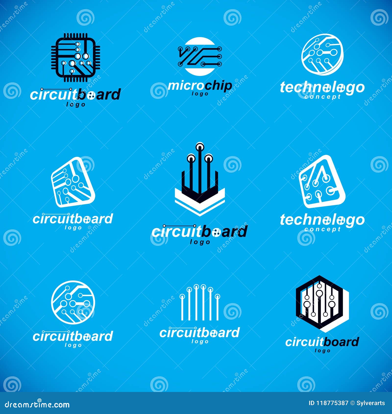 Technology Innovation Logos. Set of Vector Abstract Computer Cir Stock ...