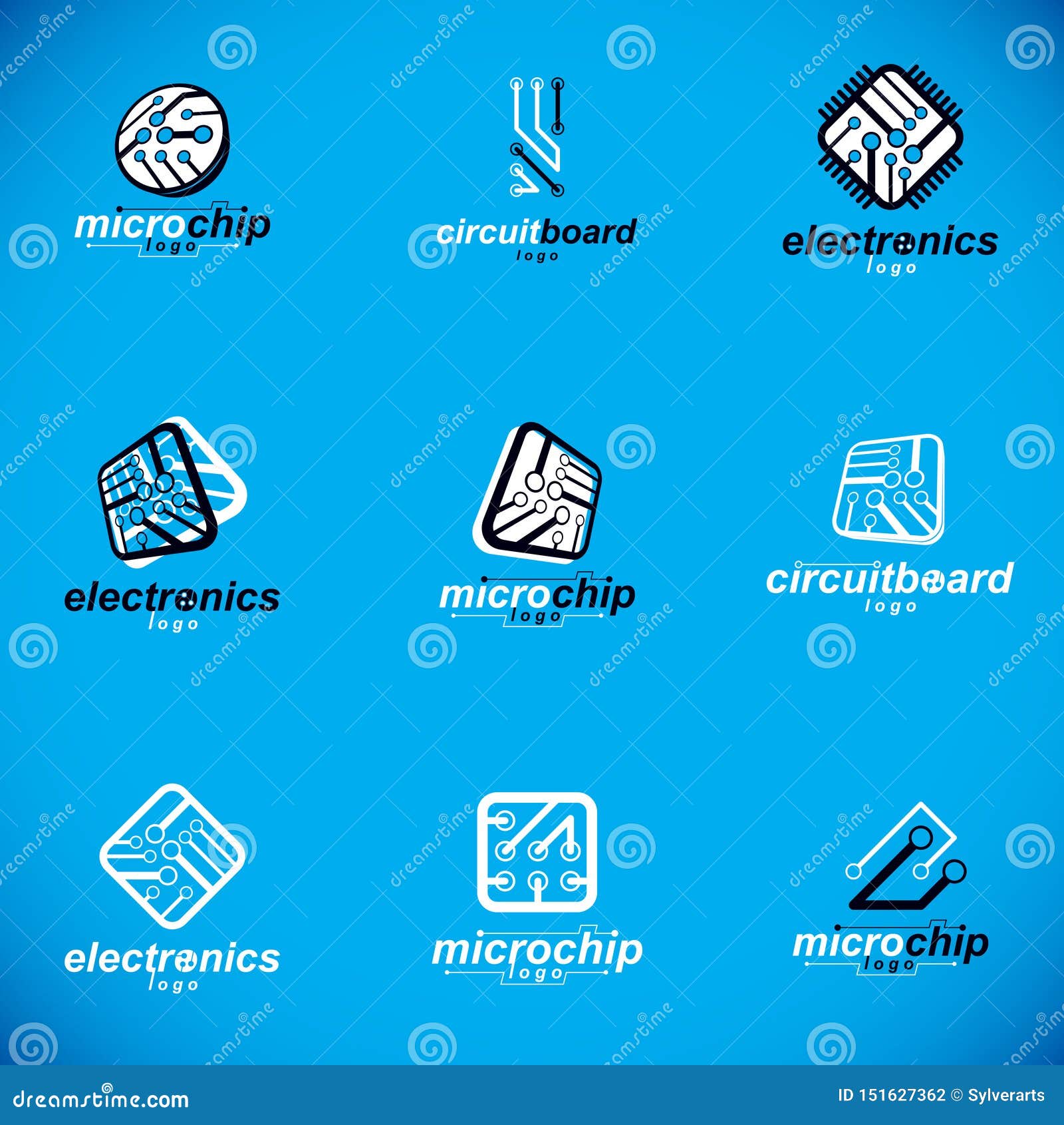 Technology Innovation Logos. Set of Vector Abstract Computer Circuit ...