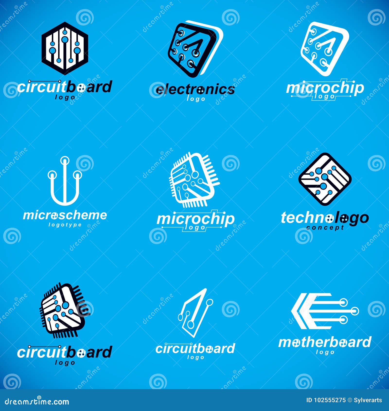 Technology Innovation Logos. Set of Vector Abstract Computer Cir Stock ...