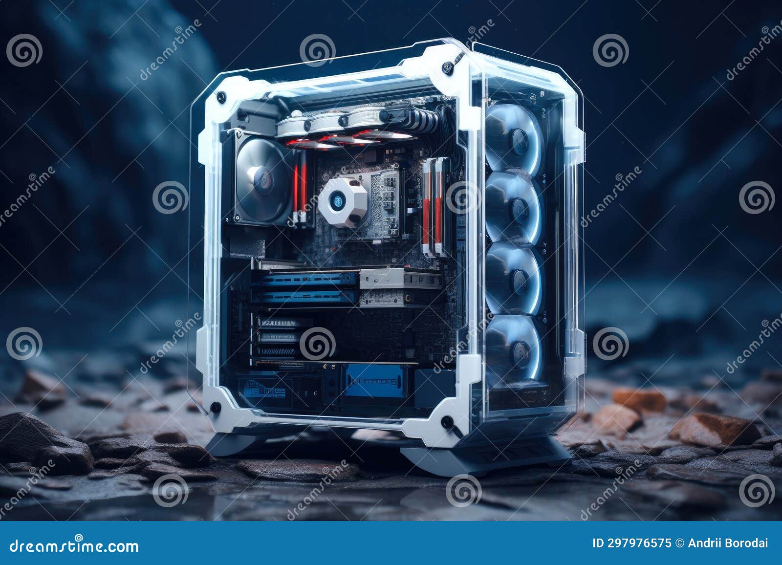 Technology Inside: PC Hardware Components Revealed. Stock Illustration ...