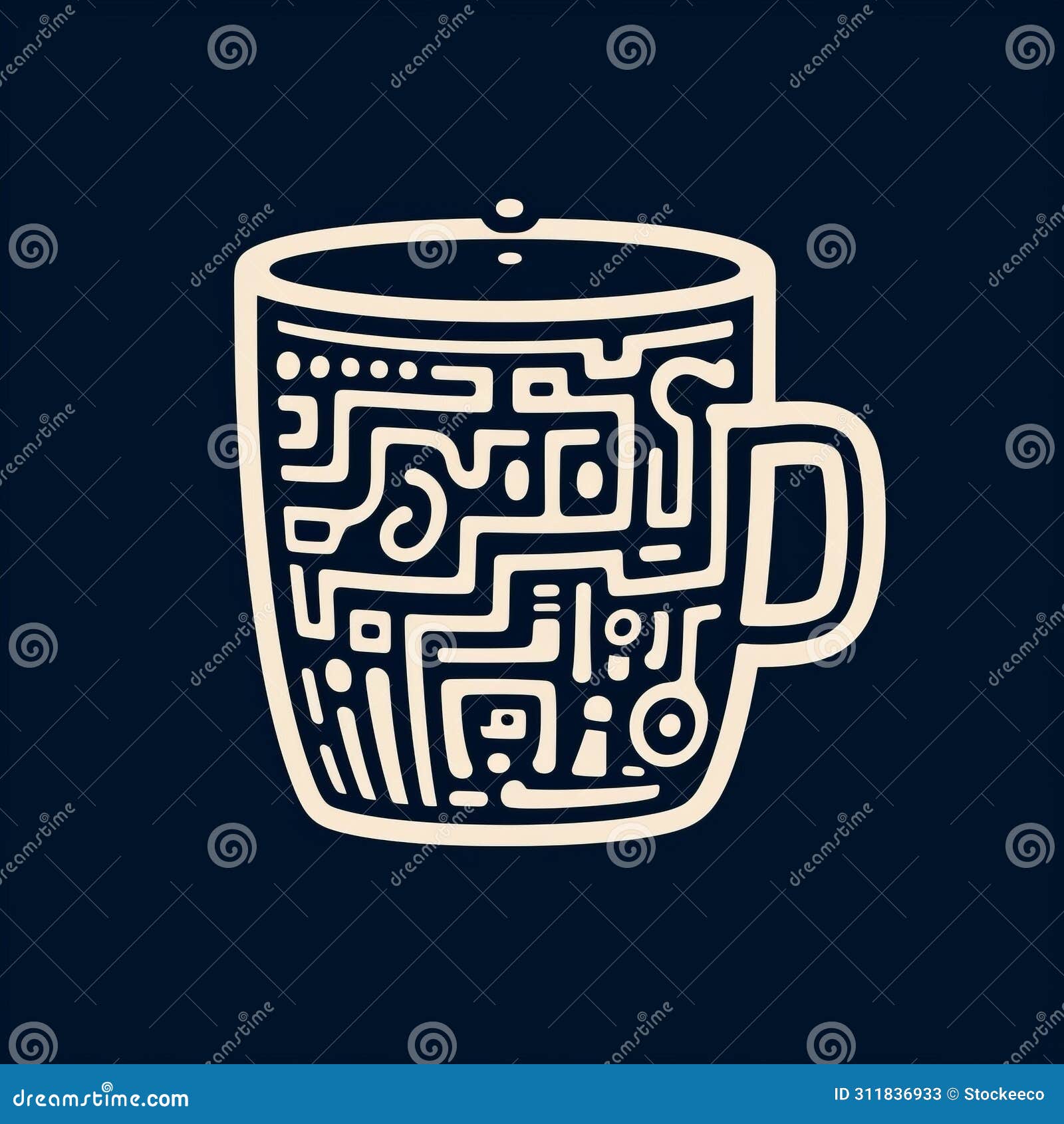 Technology-inspired Coffee Cup with Circuit Design Stock Illustration ...