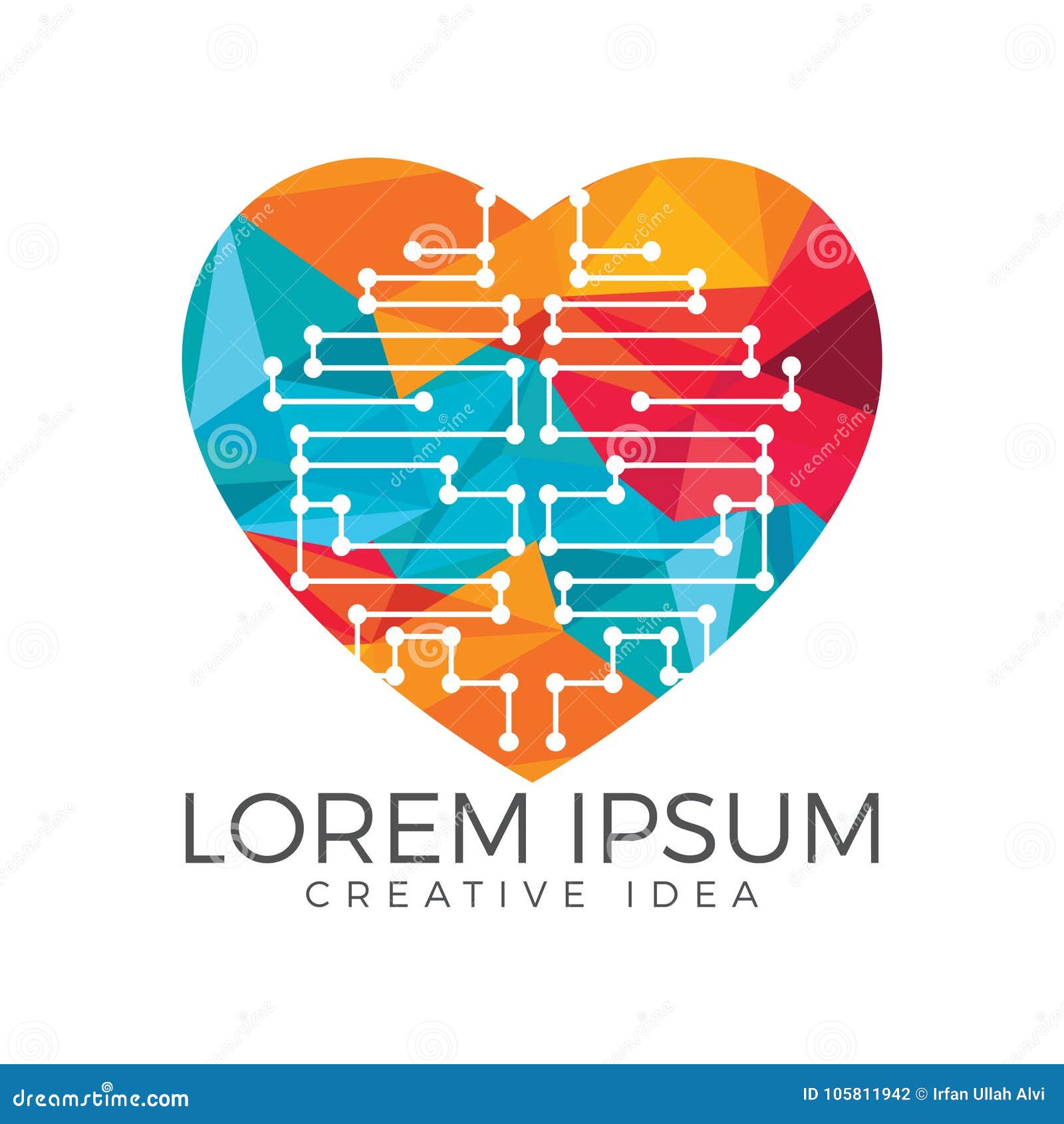 Technology Integrate Heart Shape Logo Design. Love Tech Sign. Stock ...