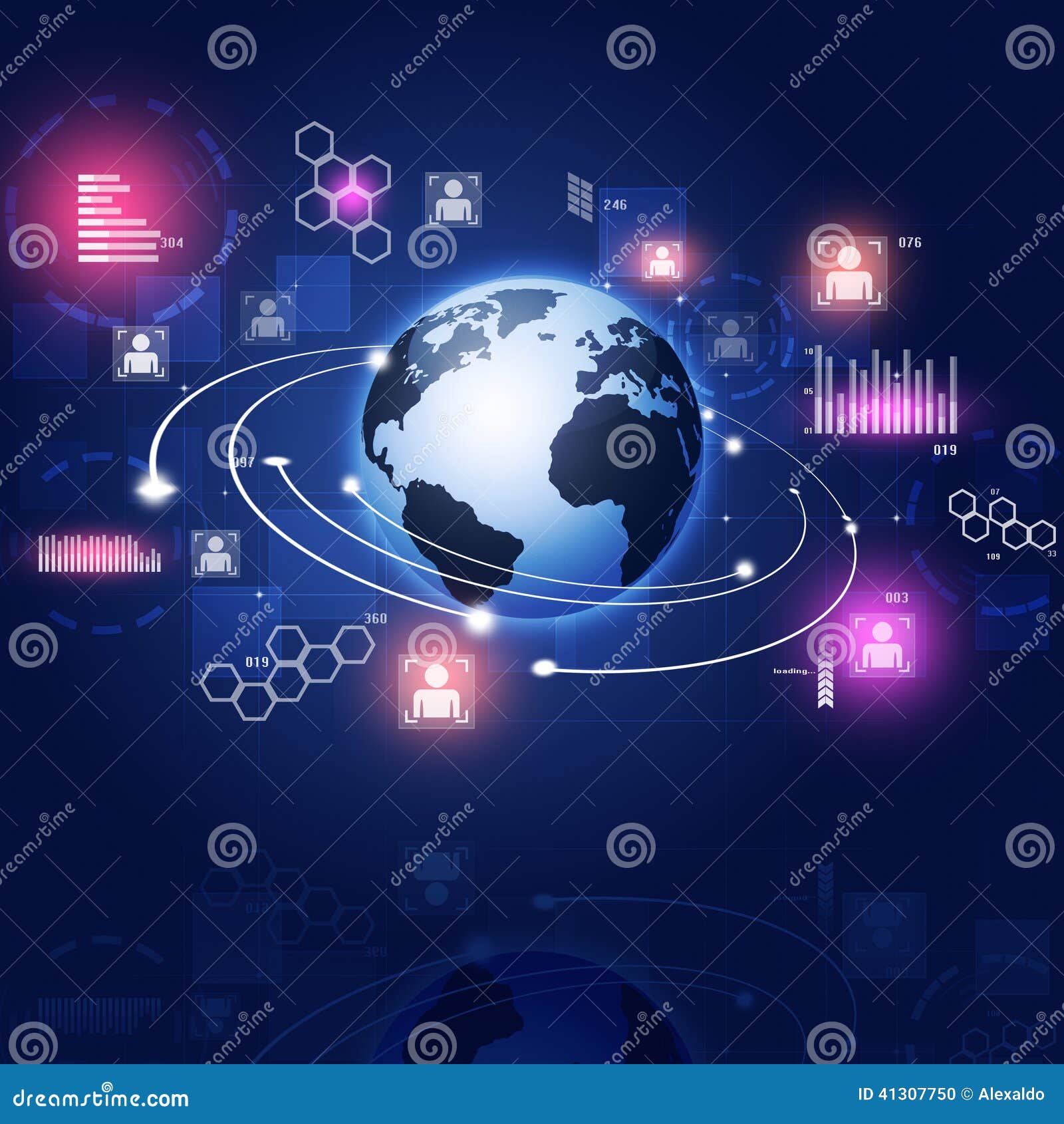 Technology Interface Concept Blue Background Stock Illustration ...