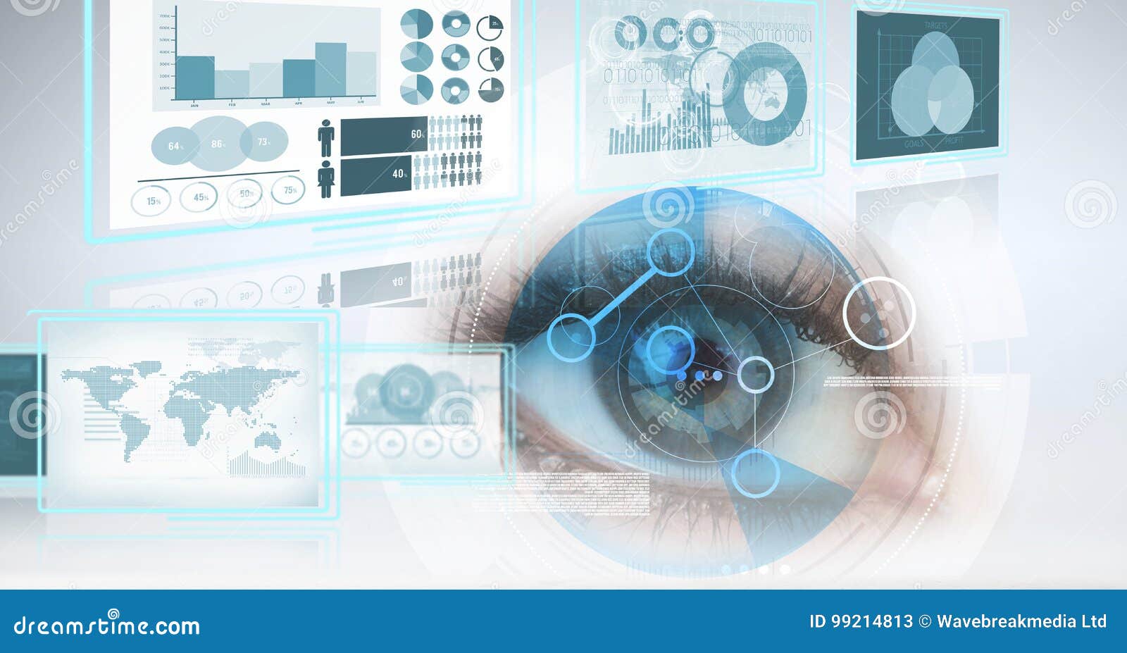 Technology Interface Panels with Eye Stock Illustration - Illustration ...